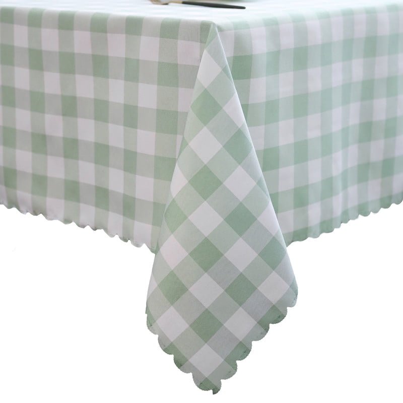 Checkered Tablecloth 63" x 55" - Black and Green, Spill-Proof, Crease ...