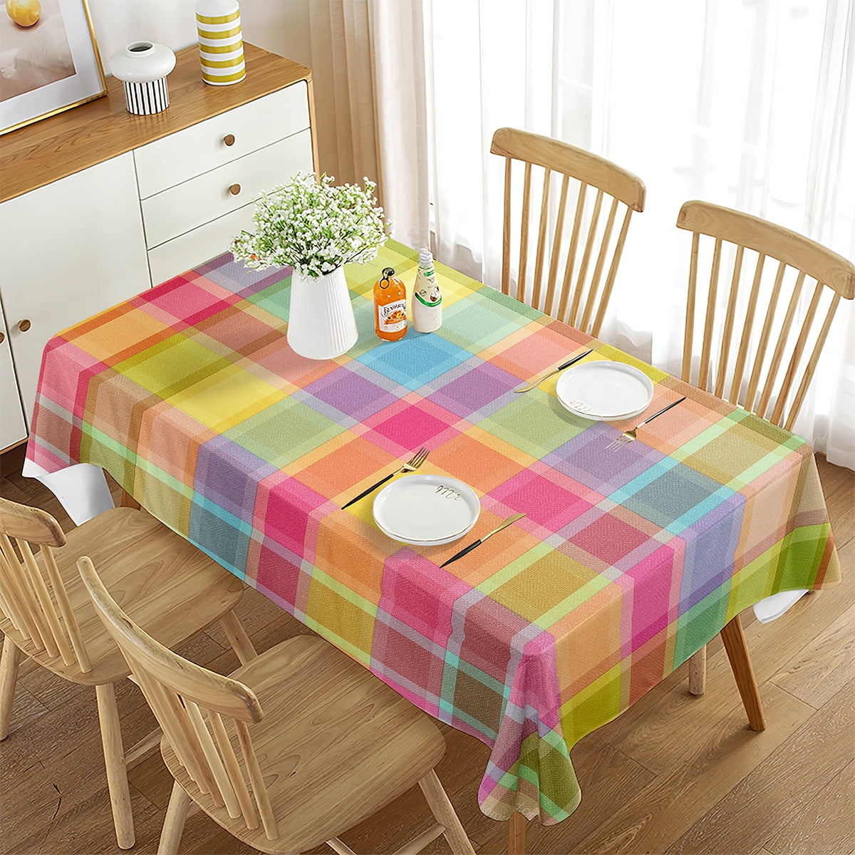 Checkered Tablecloth Buffalo Plaid Tablecloth Red White Checked ...