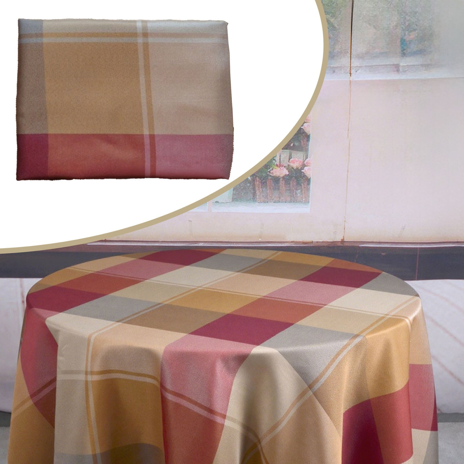 Checkered Tablecloth Cozival Round Checkered Tablecloth 178Cm ...