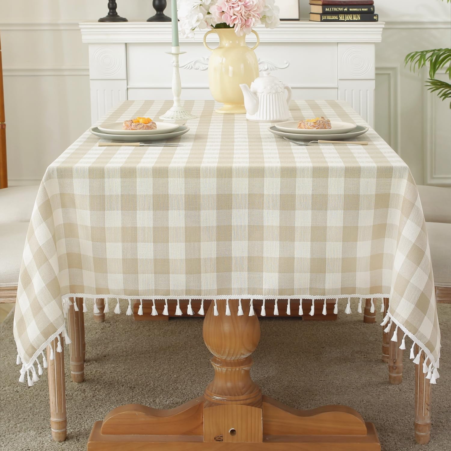 Checkered Tablecloth Rectangle Washable Buffalo Plaid Table Cloth with ...