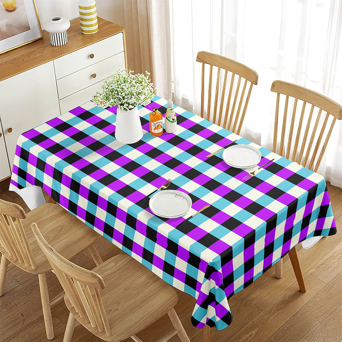 Checkered Tablecloth Rectangular Dining Table Tablecloth for Coffee ...