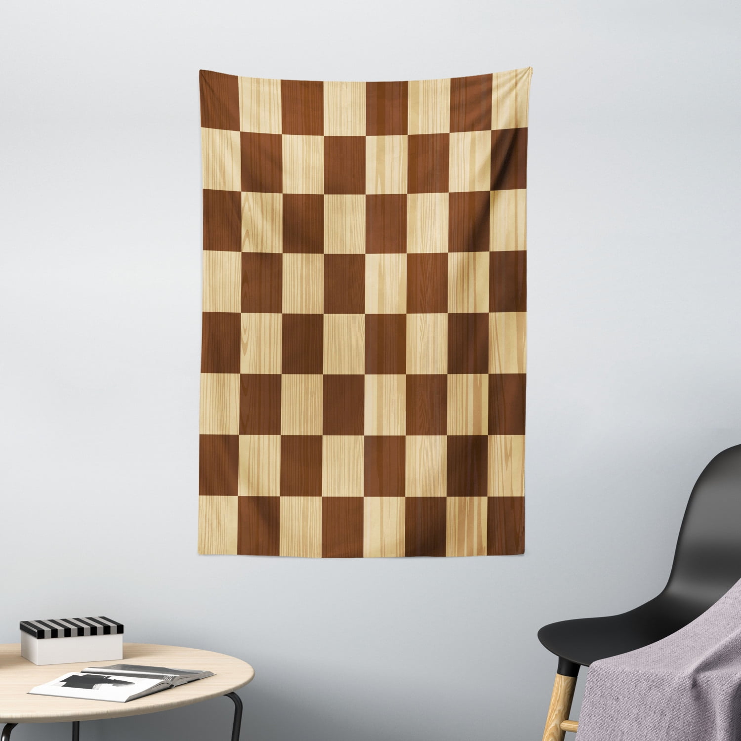 Checkered Tapestry, Empty Checkerboard Wooden Seem Mosaic Texture Image ...