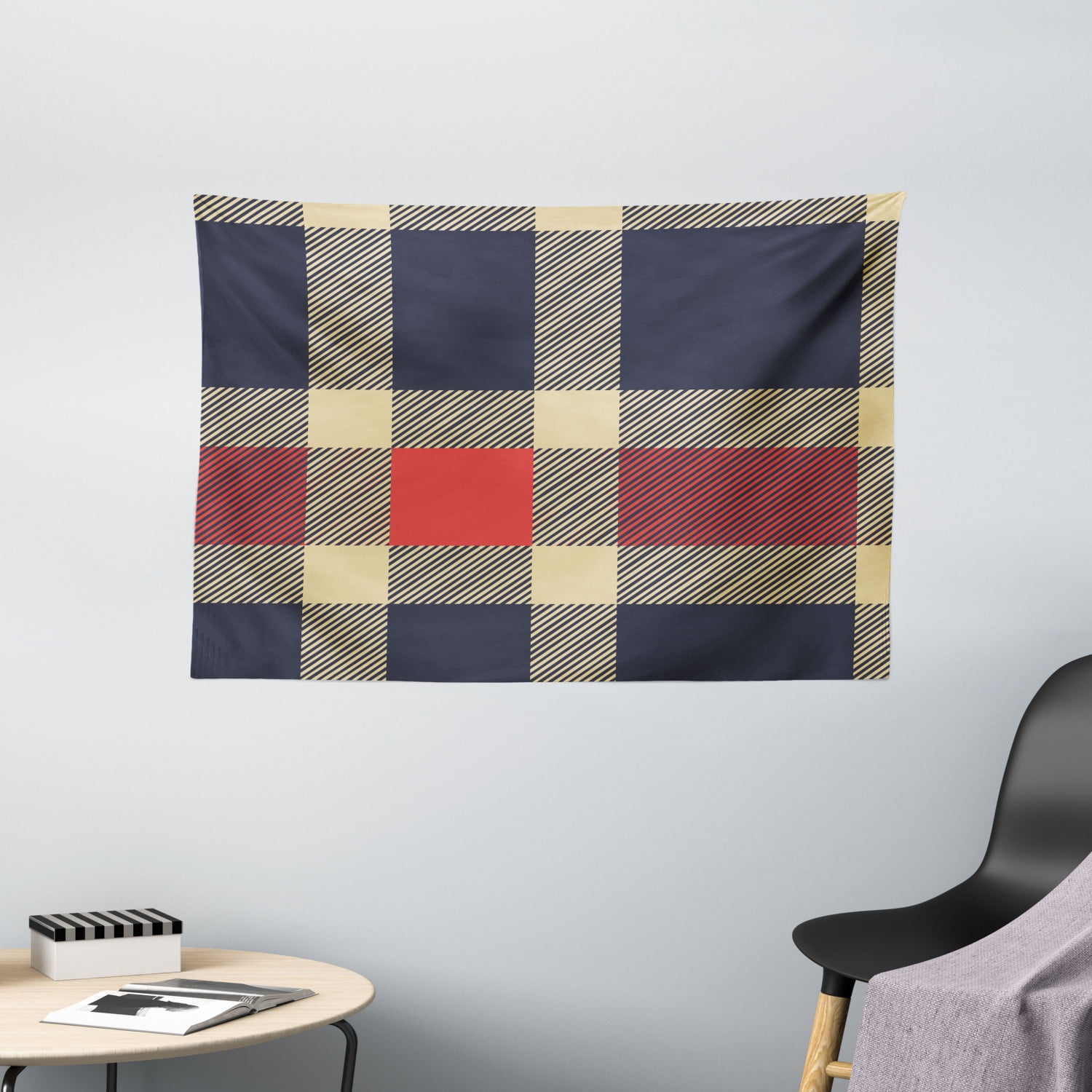 Checkered Tapestry, Vintage Plaid Tartan Pattern Design Retro Display ...