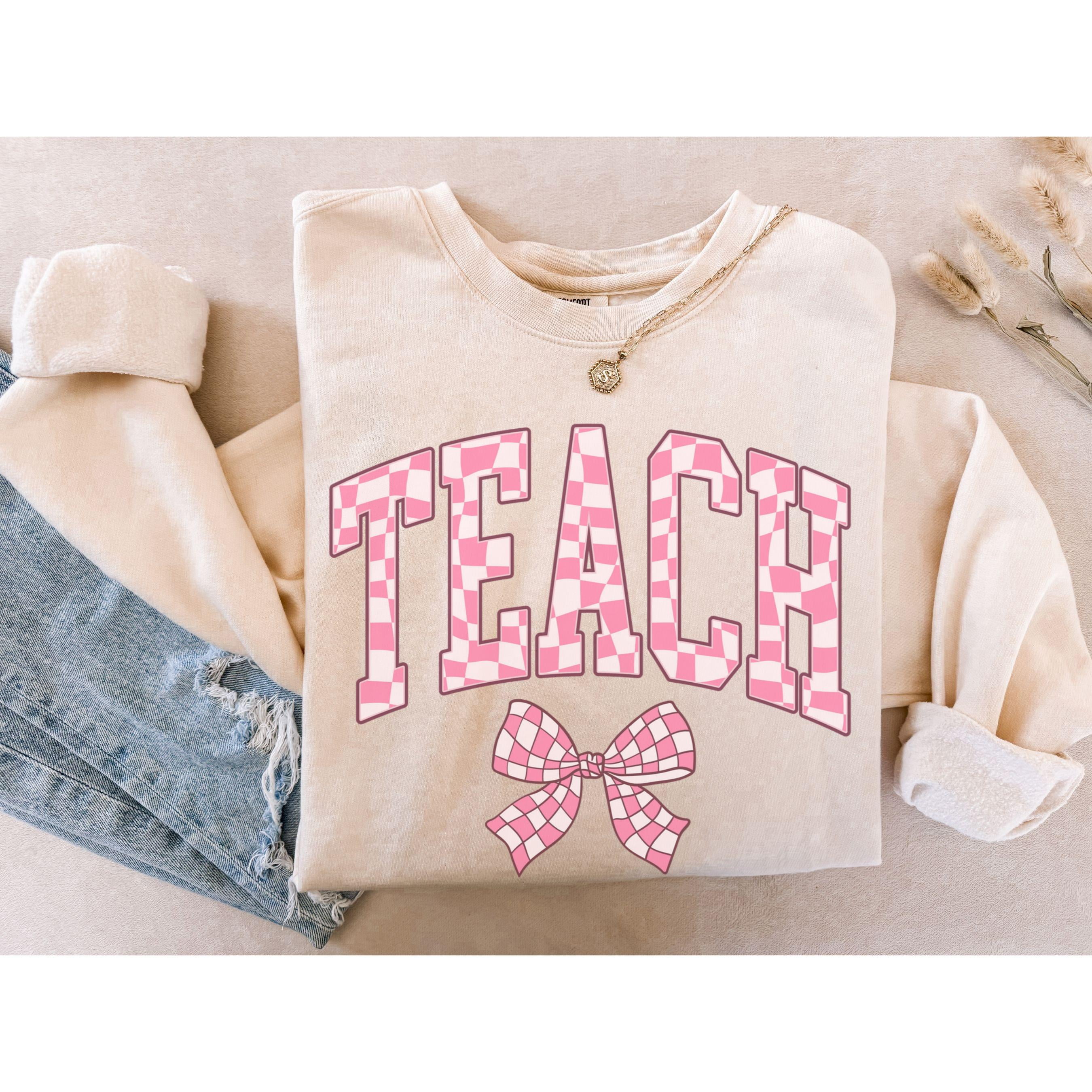 Checkered Teach Shirt, Retro Teacher Shirt, Teach T-Shirt, Teacher ...