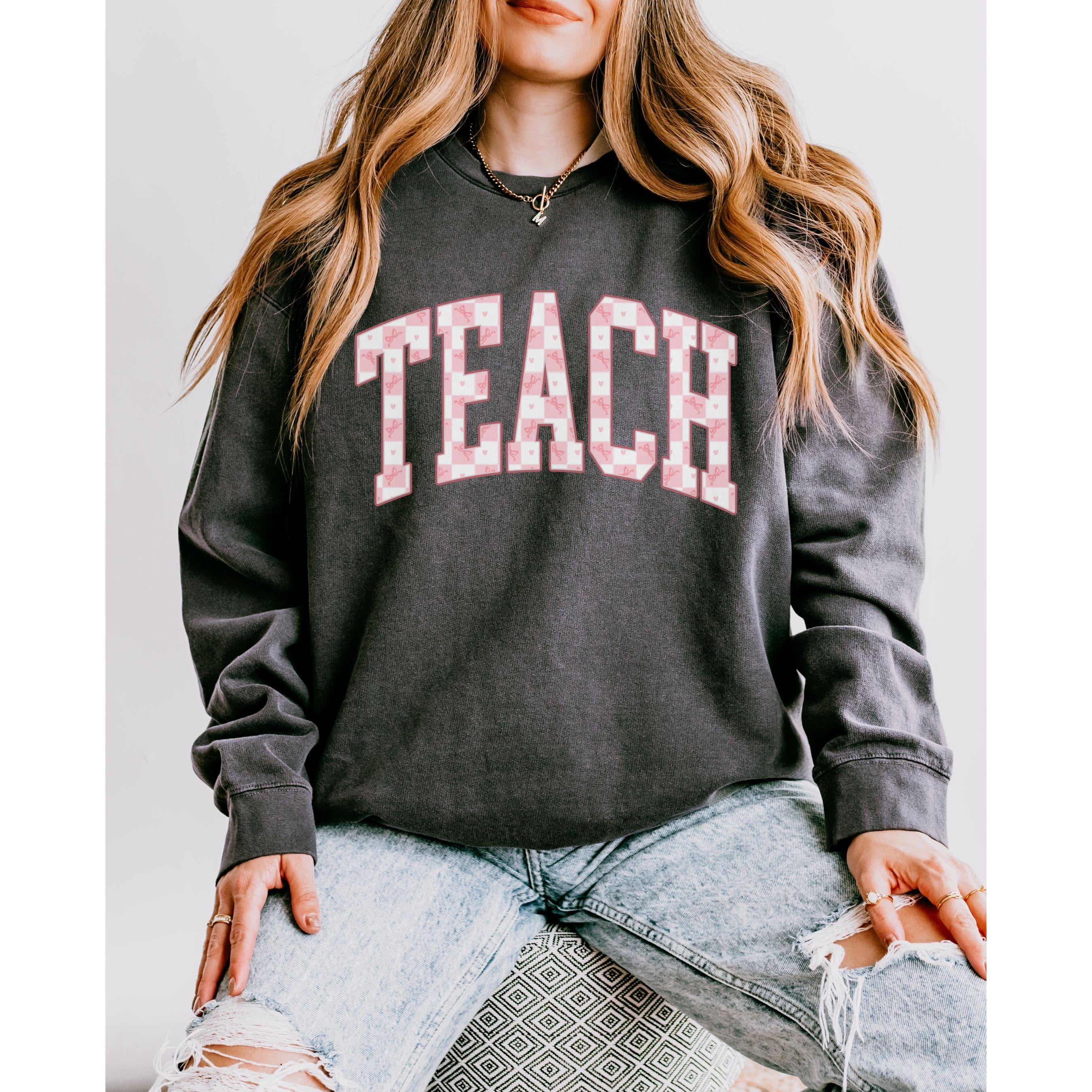 Checkered Teach Shirt, Retro Teacher Shirt, Teach T-Shirt, Teacher ...