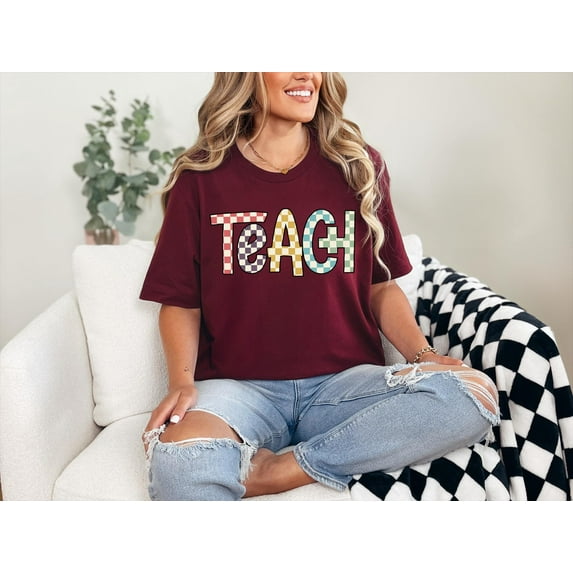 Checkered Teach Shirt, Teach Shirt, Checkered Teacher, Teacher Shirt ...