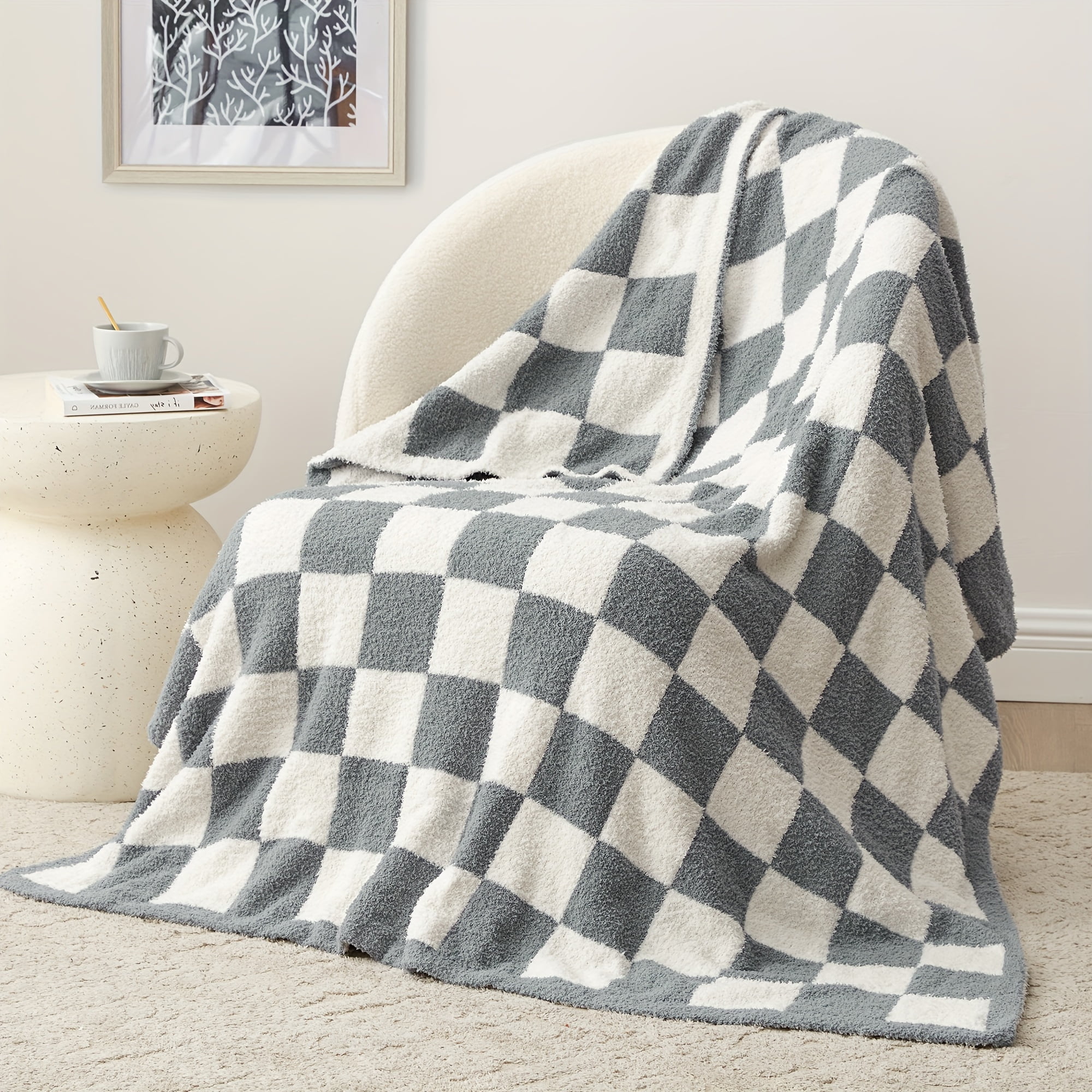 Checkered Throw Blanket, Blanket With Checkerboard Grid Pattern, Soft ...
