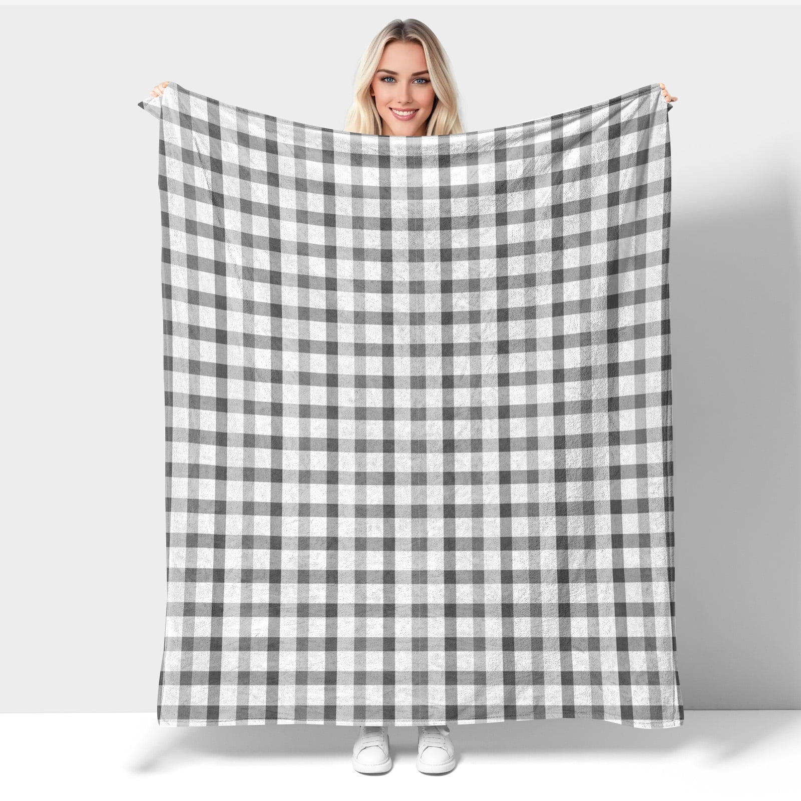 Checkered Throw Blanket, Microfiber Soft Cozy Fluffy Warm Hand Made ...
