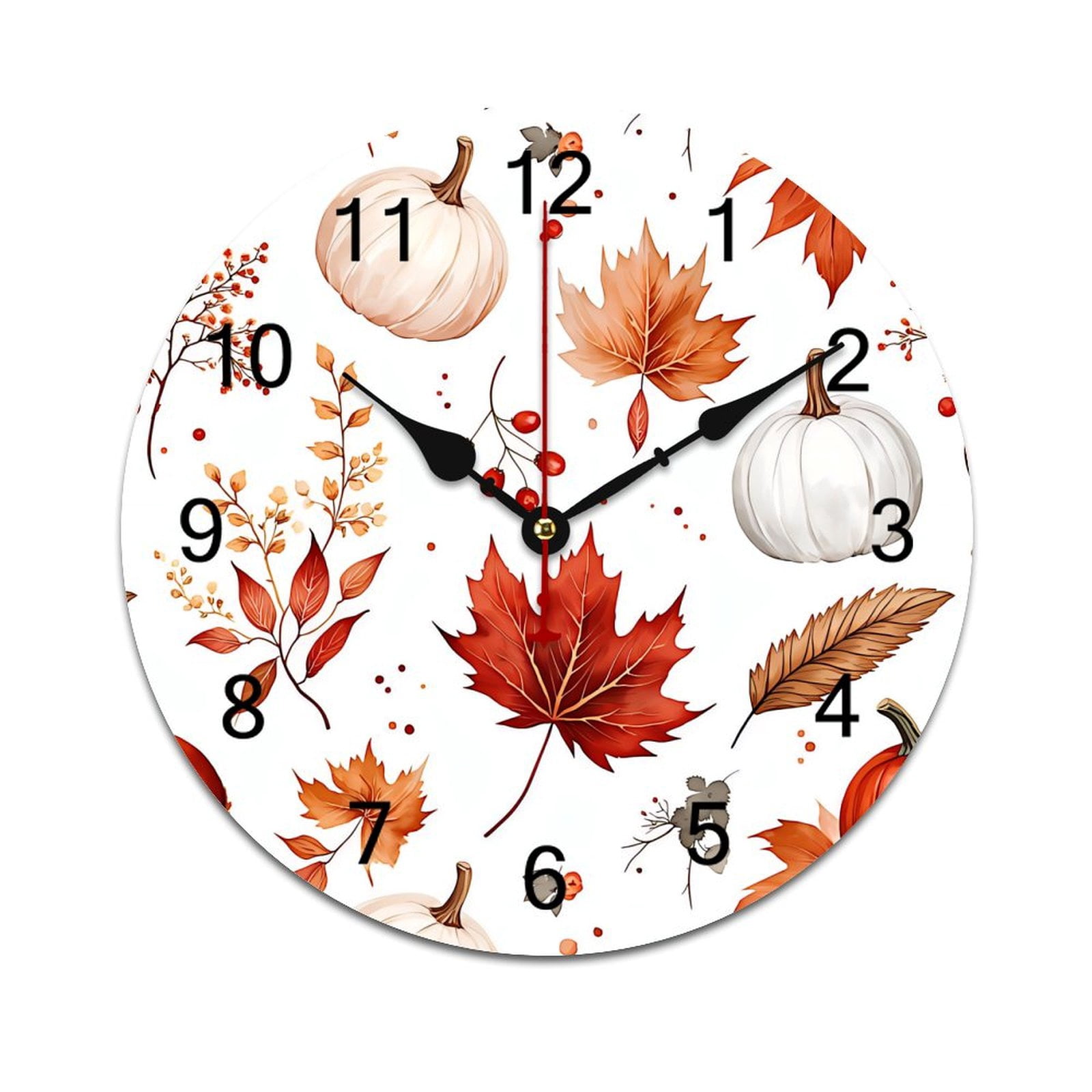 Checkered Truck Pumpkins And Gourds Autumn Leaves Bedroom Wall Clock ...