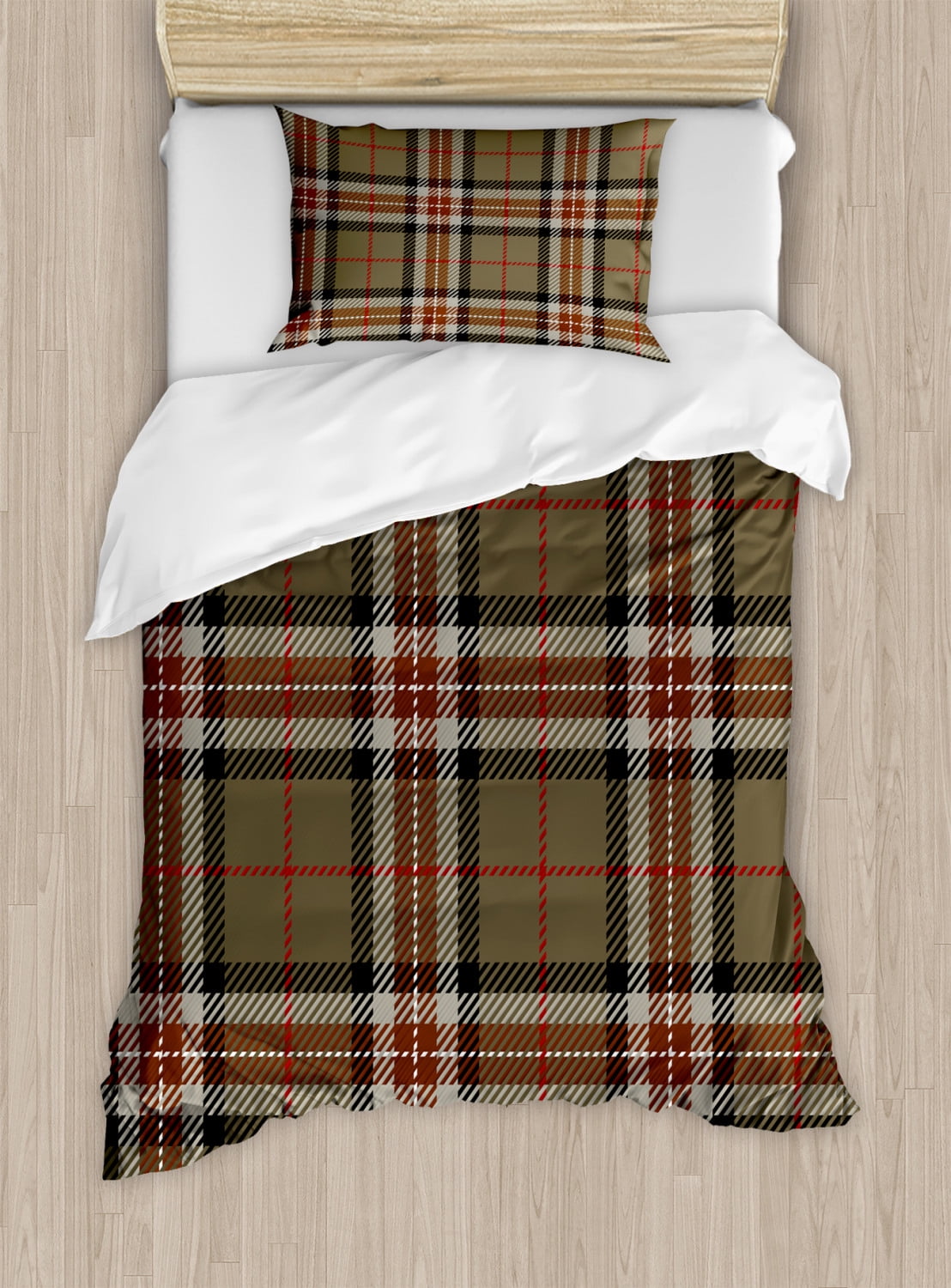 Checkered Twin Size Duvet Cover Set, Scottish Style Tartan Geometrical ...
