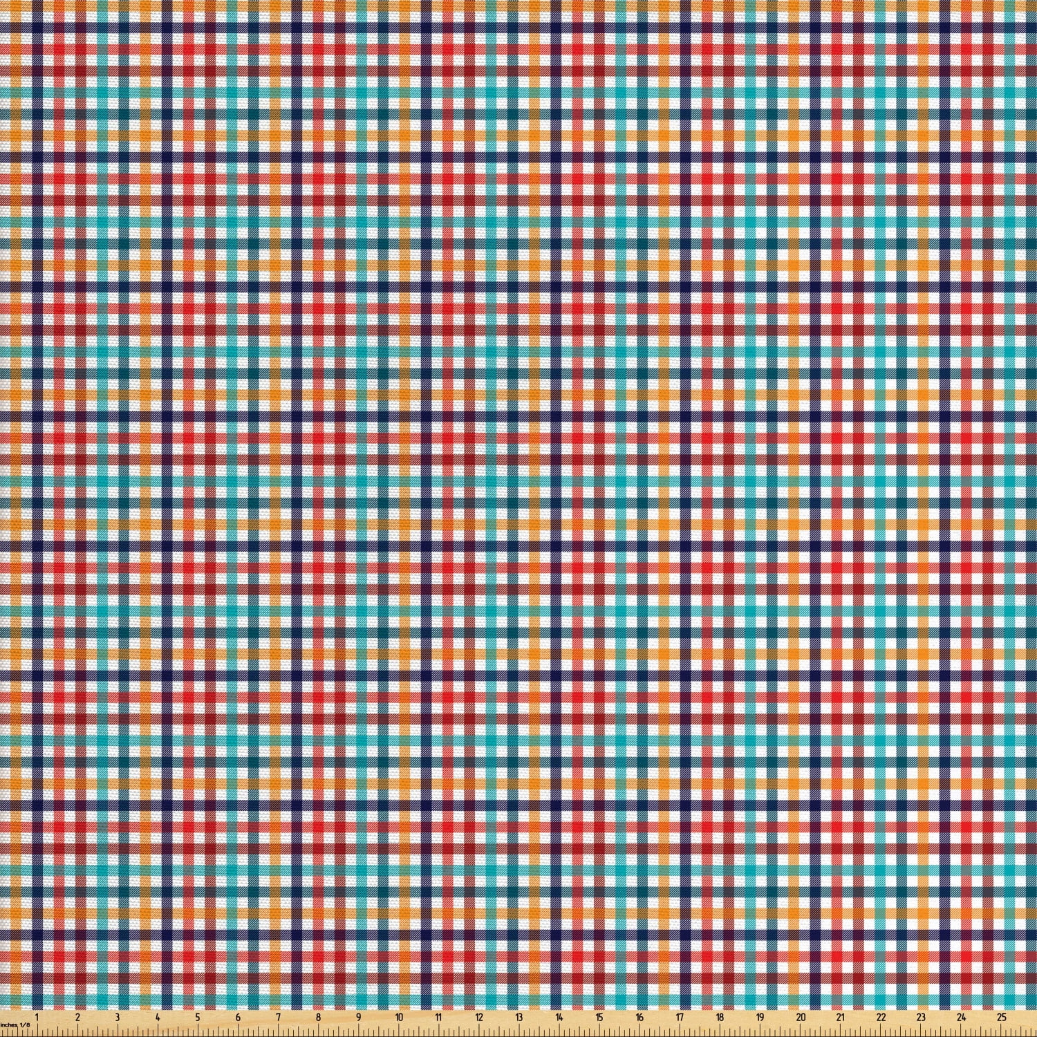 Ambesonne Checkered Fabric by the Yard Upholstery, Fresh Summer Gingham ...