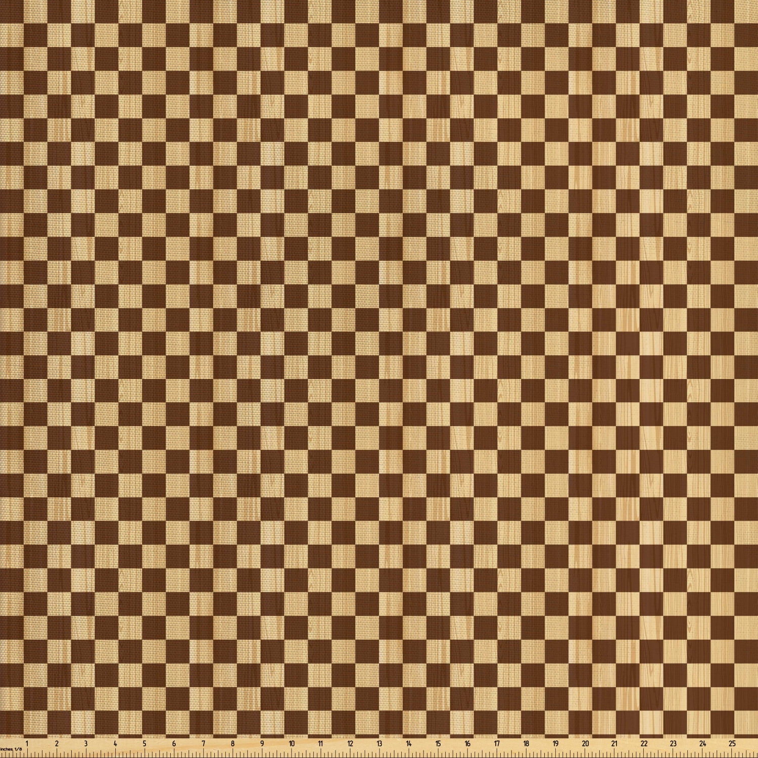 Ambesonne Checkered Fabric by the Yard Upholstery, Checkerboard Wooden ...