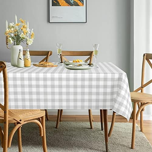 Checkered Vinyl Rectangle Tablecloth, 54 x 120 Inch, 100% Waterproof ...