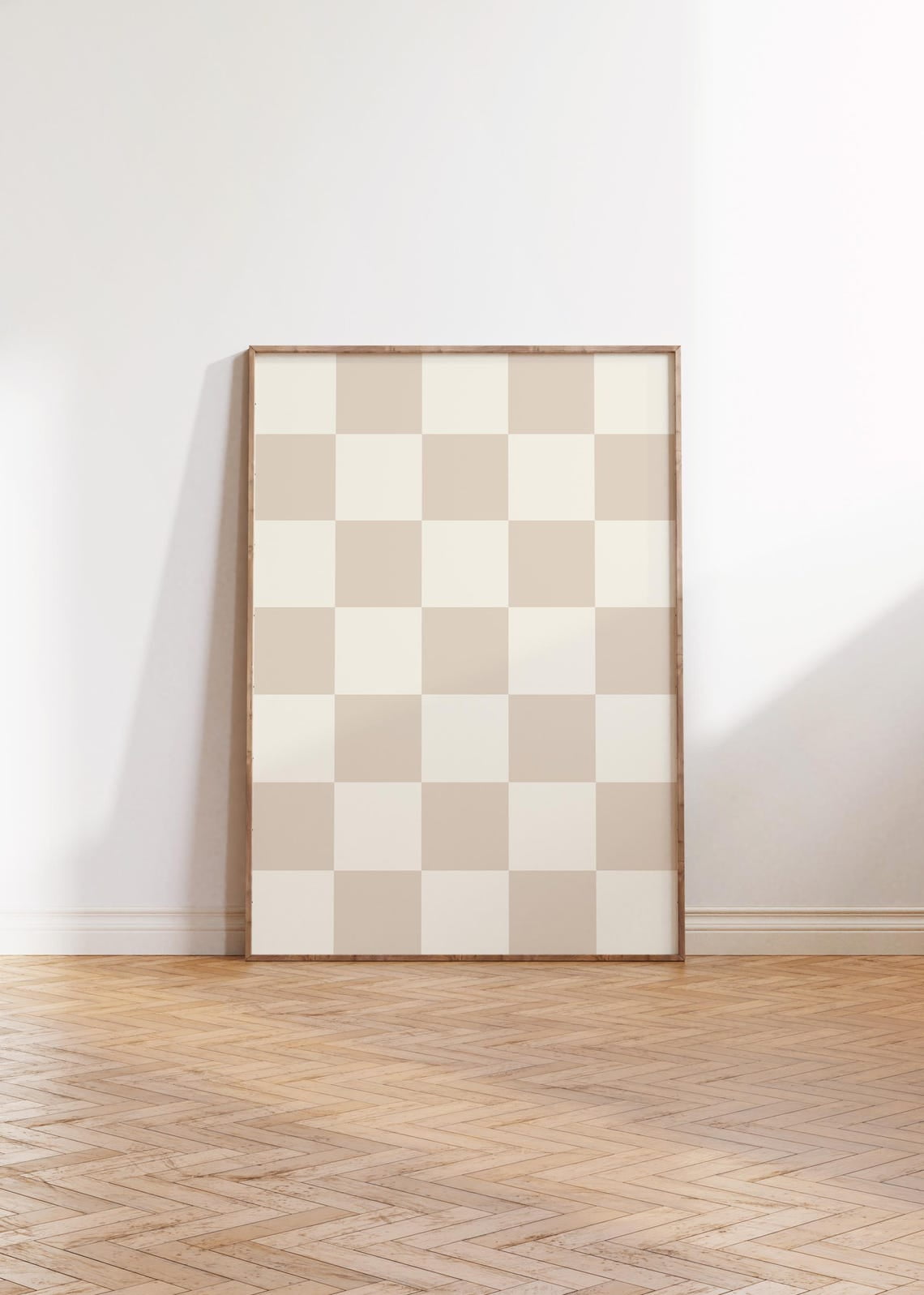 Checkered Wall Art, Beige Checker Art Print, Retro Funky Poster, Trendy ...