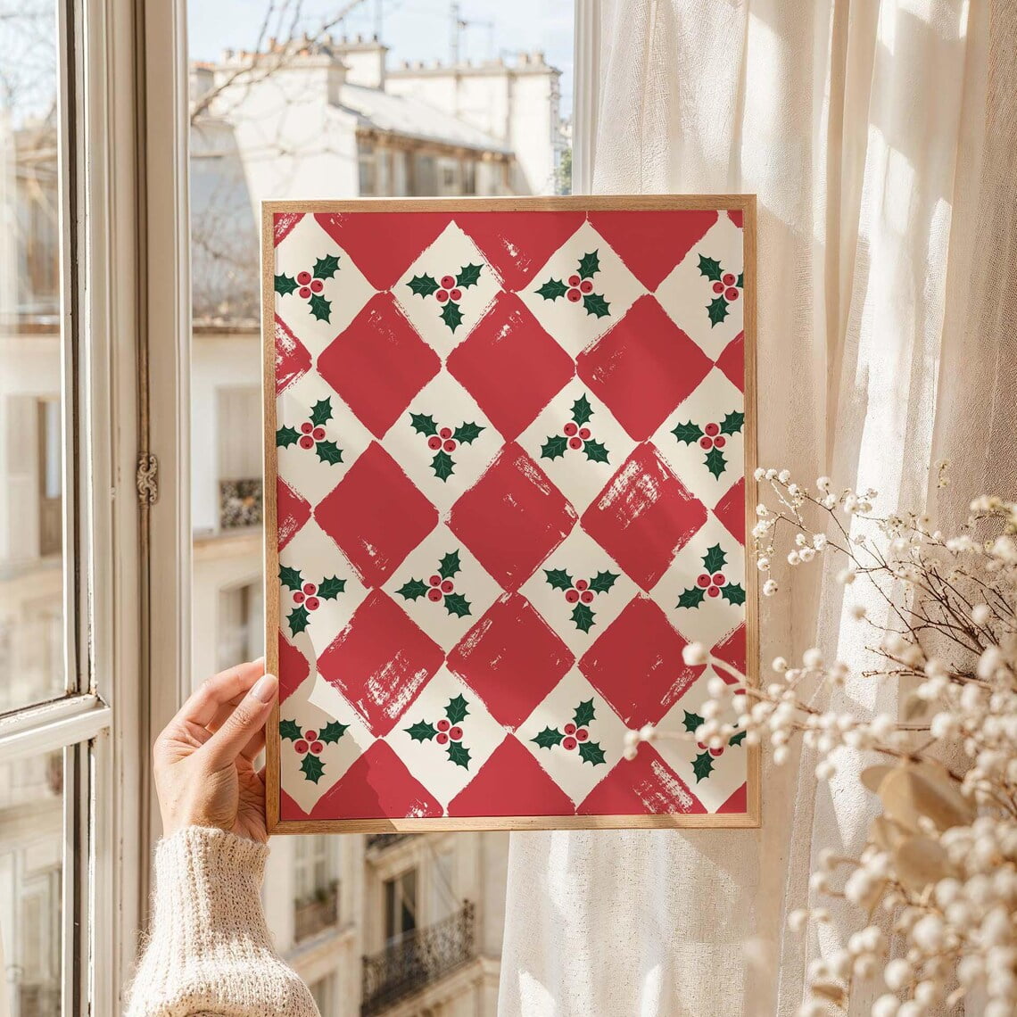 Checkered Wall Art Cute Poster Cozy Holly Poster, Unframed Size 24x36 ...