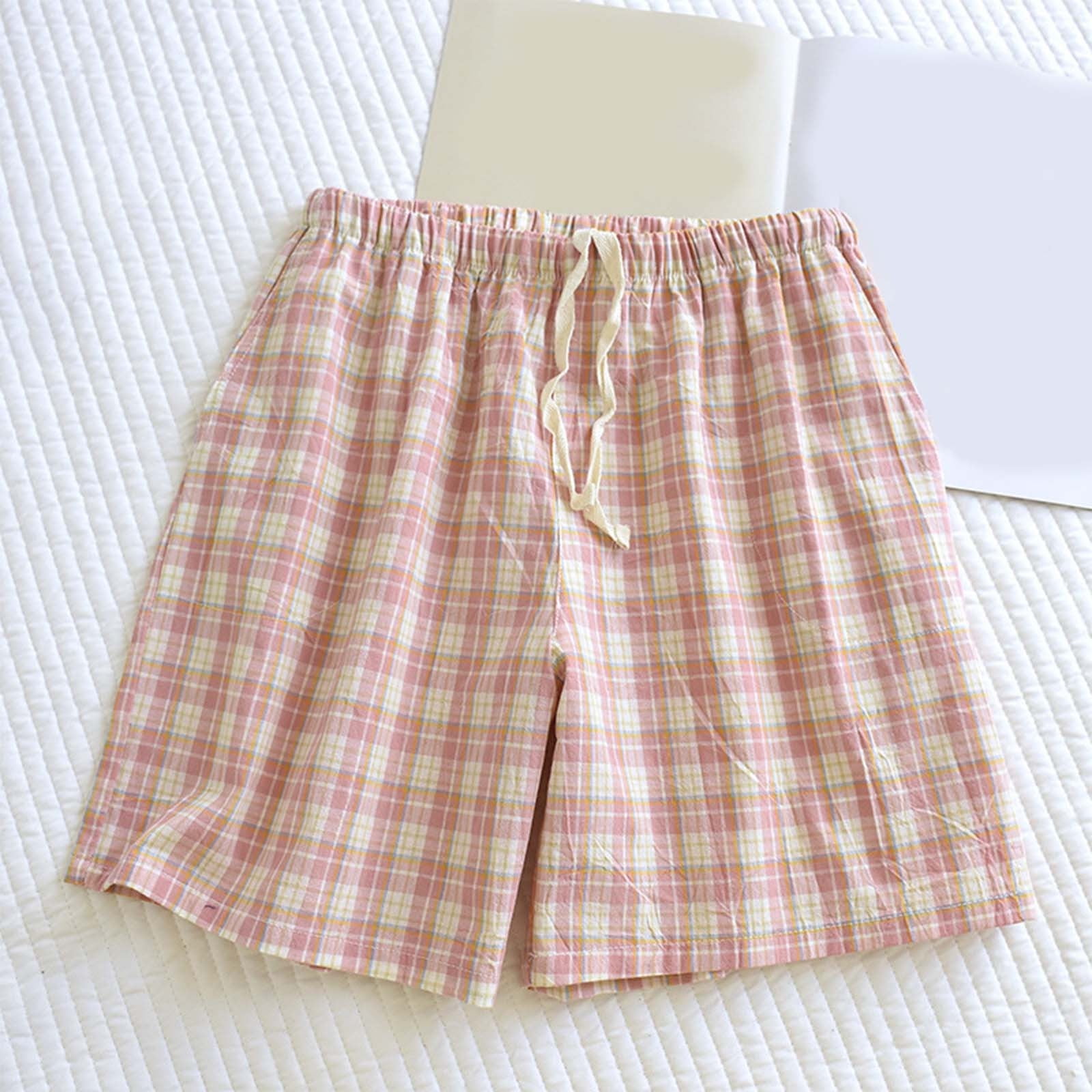 Checkered Washed Men's And Women's Shorts Summer Thin Style With Side ...