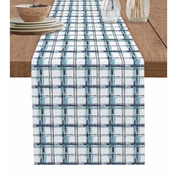 Checkered Watercolor Gradient Hand Drawn Loop Table Runner ration Home ...