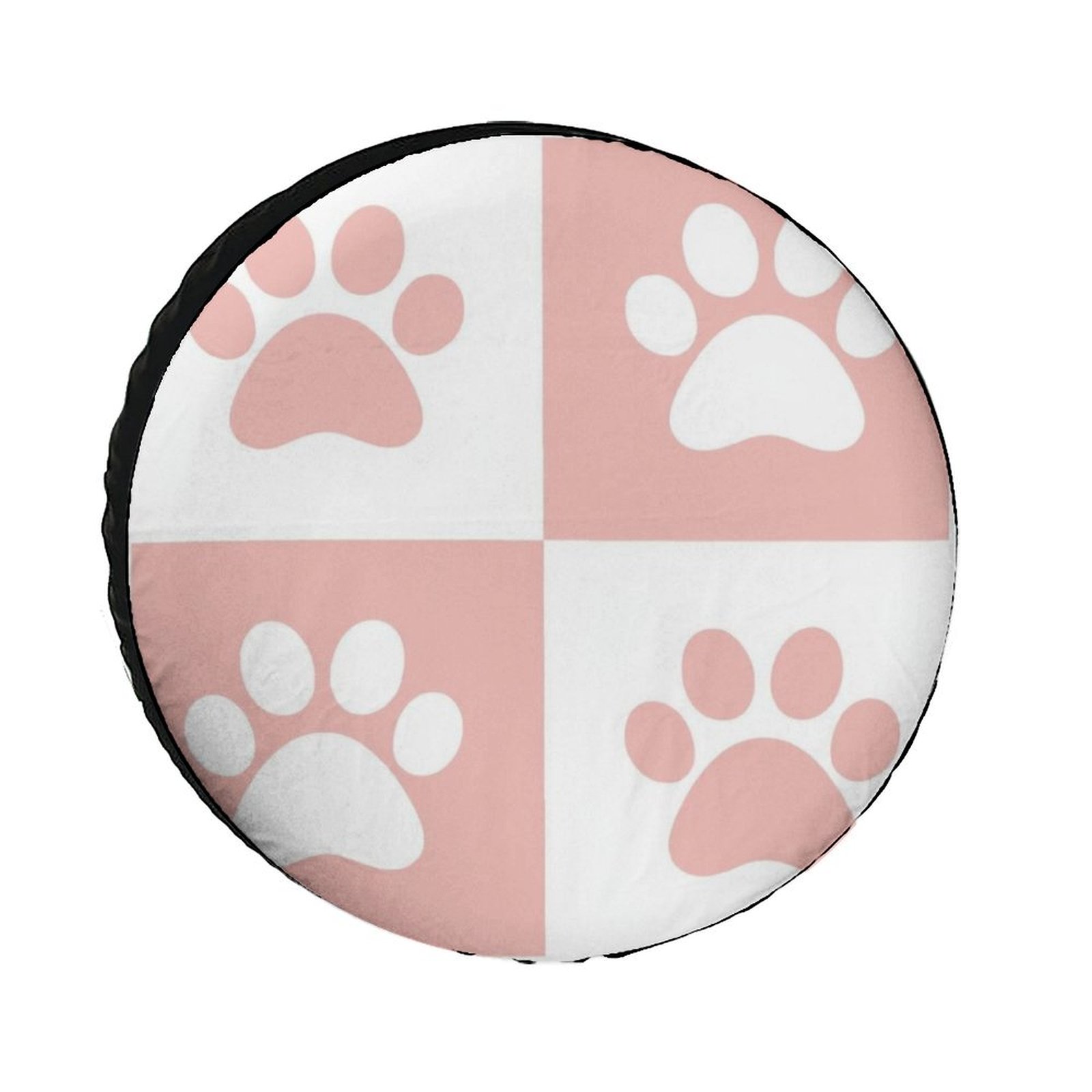 Checkered baby Pink and white dog paw Spare Tire Cover 14-16inch ...