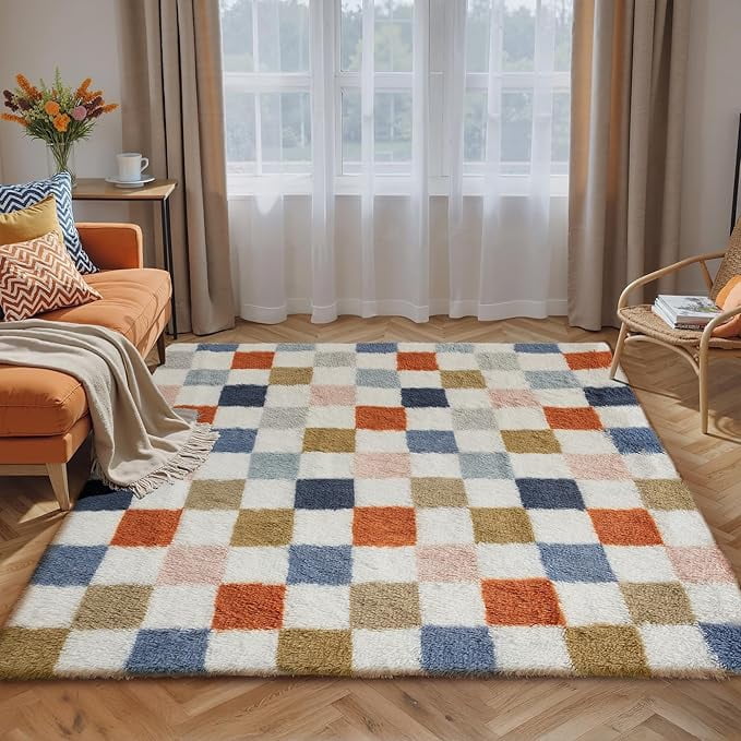 Checkered carpet 12.7 x 17.78 cm, suitable for living room. Modern ...