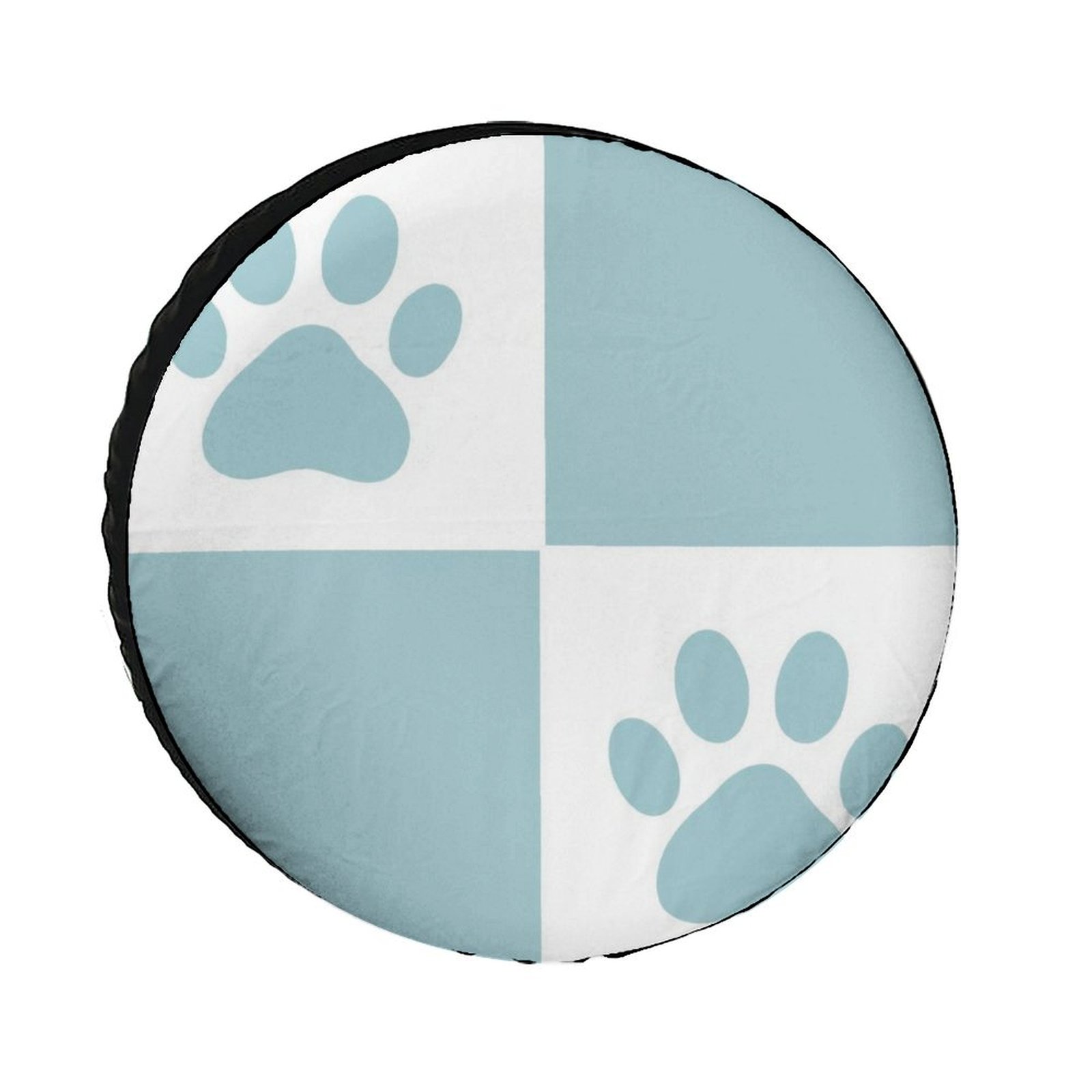 Checkered pastel blue and white dog paw Spare Tire Cover 14-16inch ...
