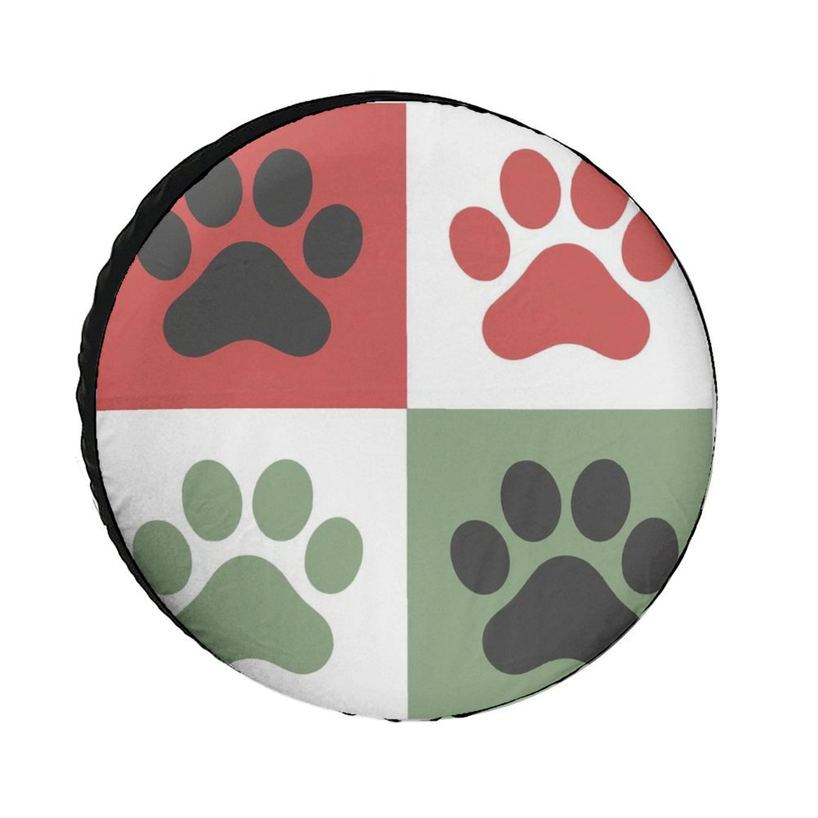 Checkered pastel green and red dog paw Spare Tire Cover 14-16inch ...