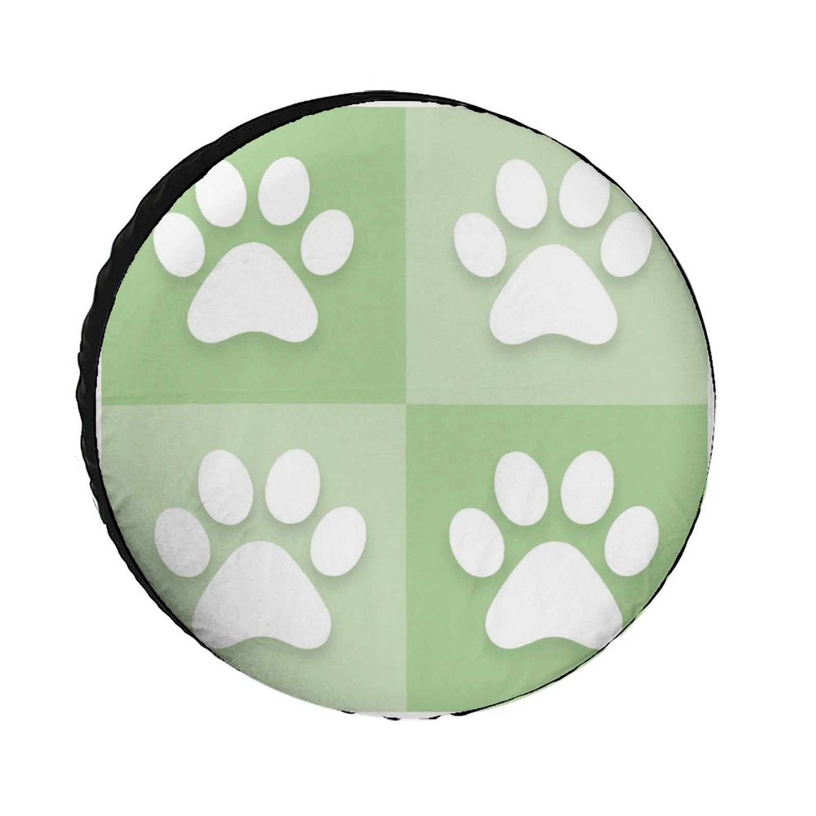Checkered pastel green and white dog paw Spare Tire Cover 14-16inch ...