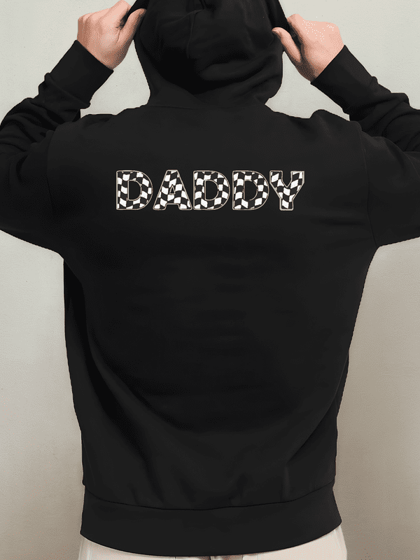 Checkered race car Daddy White Black Checkerboard men Flag Hoodie ...