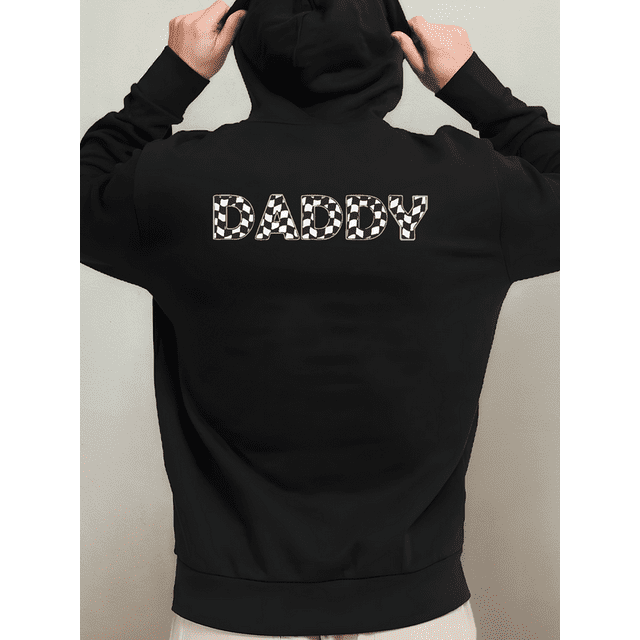 Checkered race car Daddy White Black Checkerboard men Flag Hoodie ...