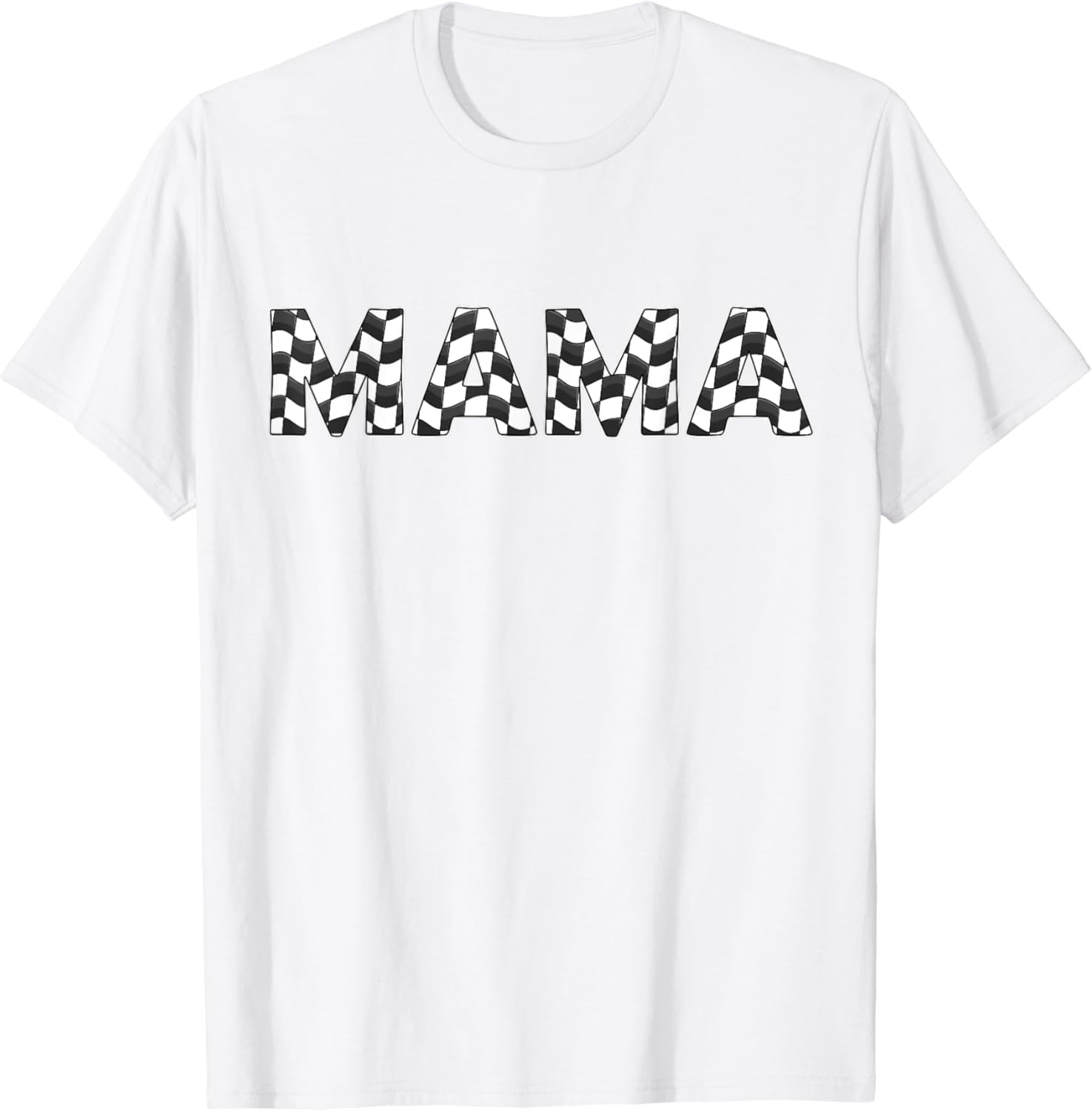 Checkered race car Mama White Black Checkerboard Women Flag T-Shirt ...