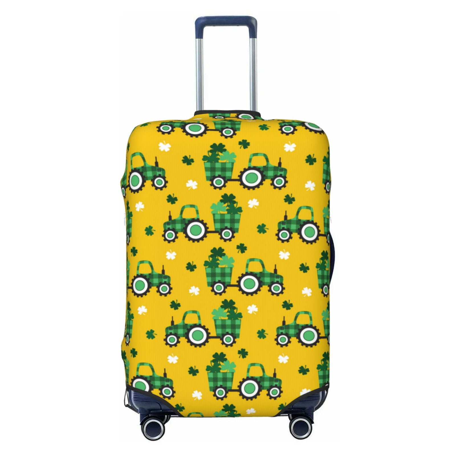 Checkered tractor St Patrick's yellow Luggage Cover, Suitcase Cover for ...