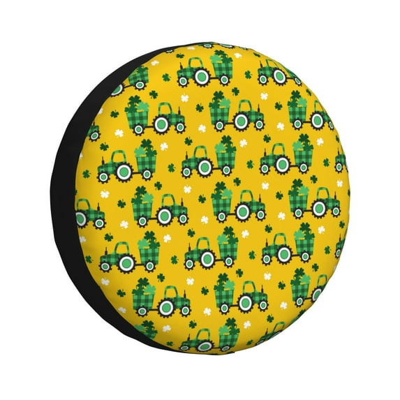 Checkered tractor St Patrick's yellow Spare Tire Cover for Trailer ...