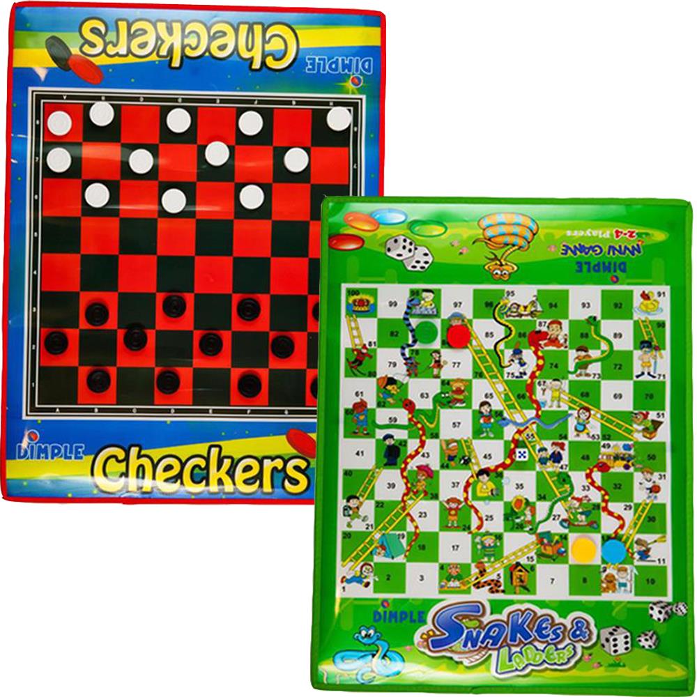Checkers Board Game and Snakes & Ladders Game, Set of 2 Jumbo Size ...