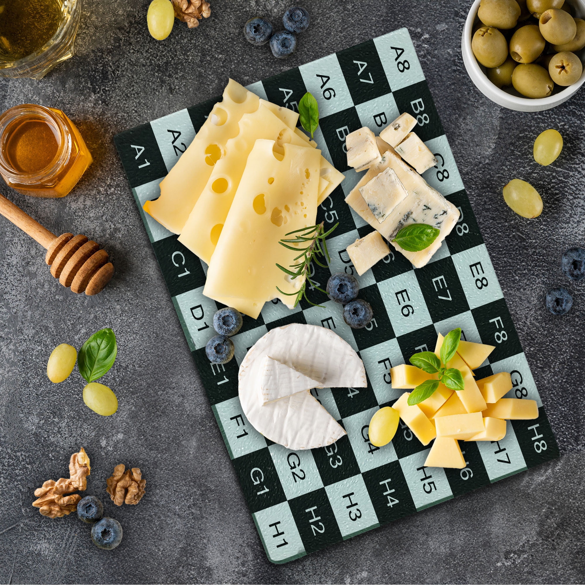 Checkers Game Cutting Board, Monochrome Chess Board Design with Tile ...