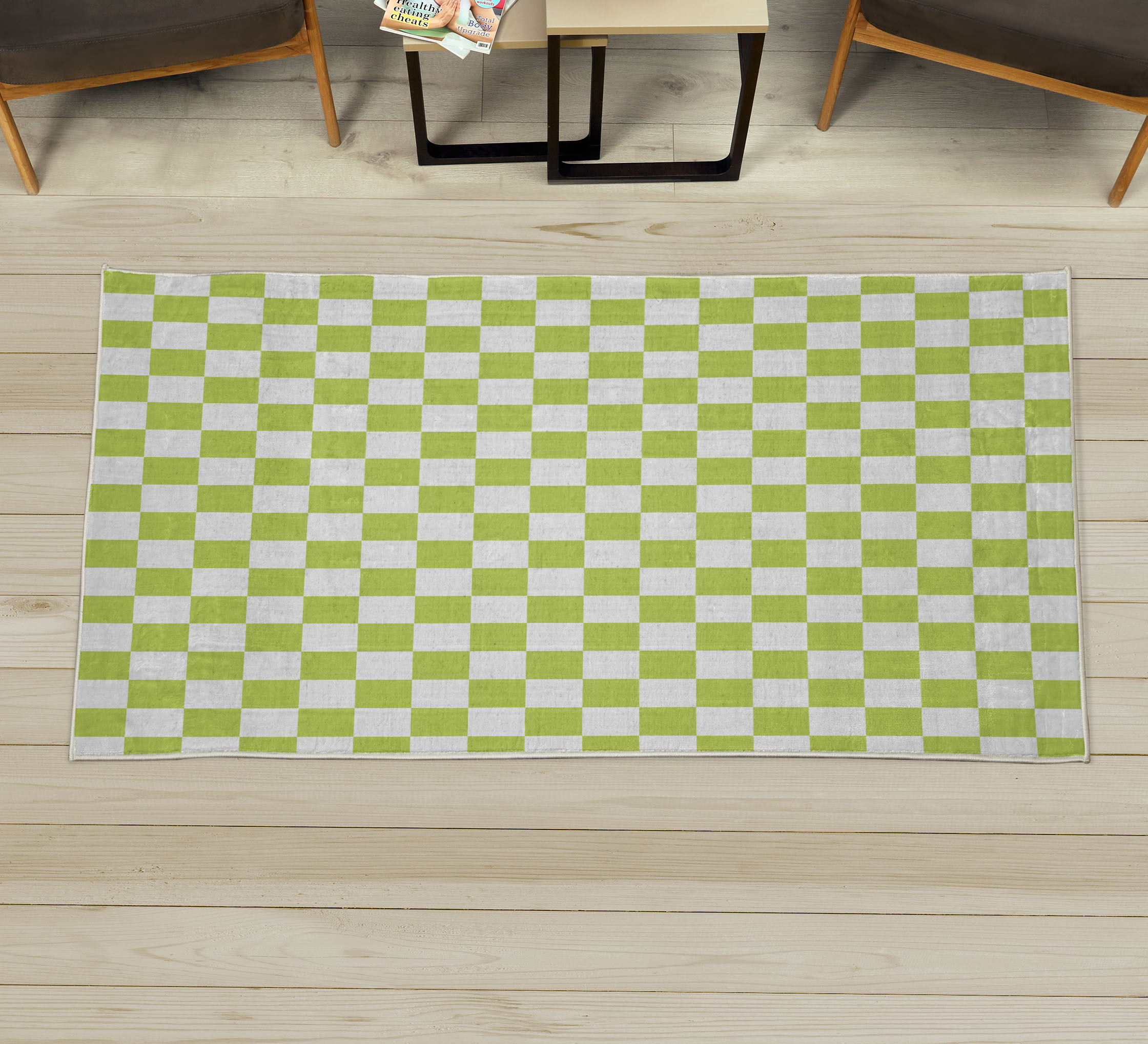 Checkers Game Decorative Rug, Geometric Grid Style Monochrome Squares ...