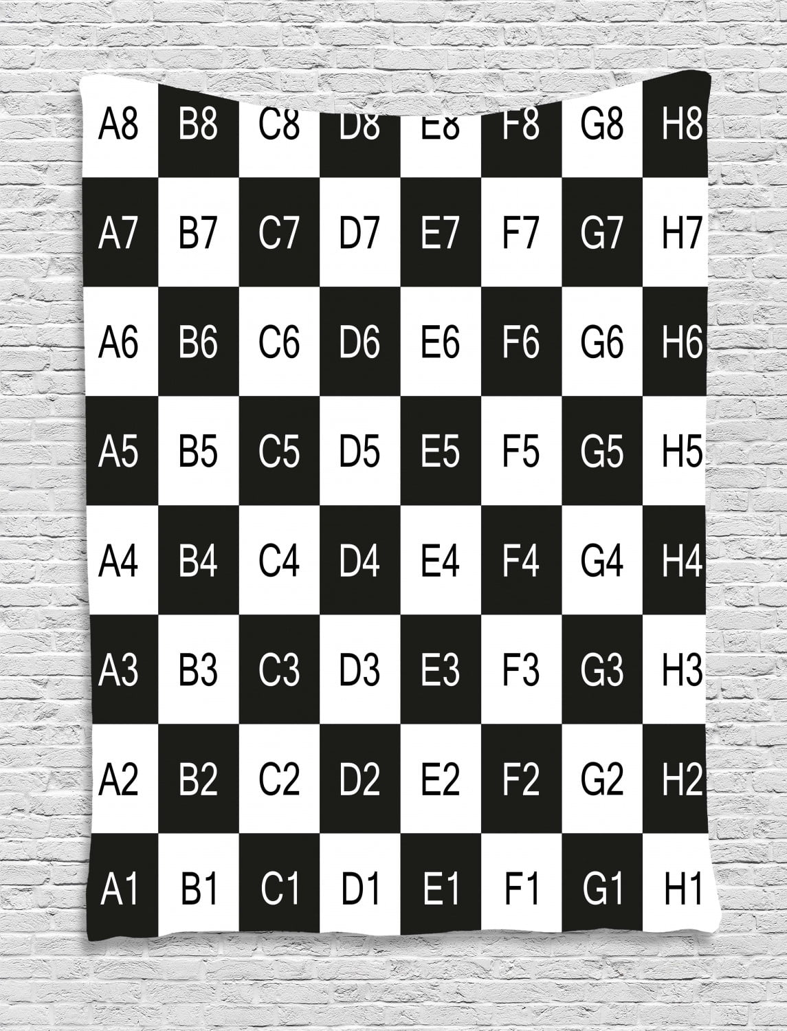 Checkers Game Tapestry, Monochrome Chess Board Design with Tile ...