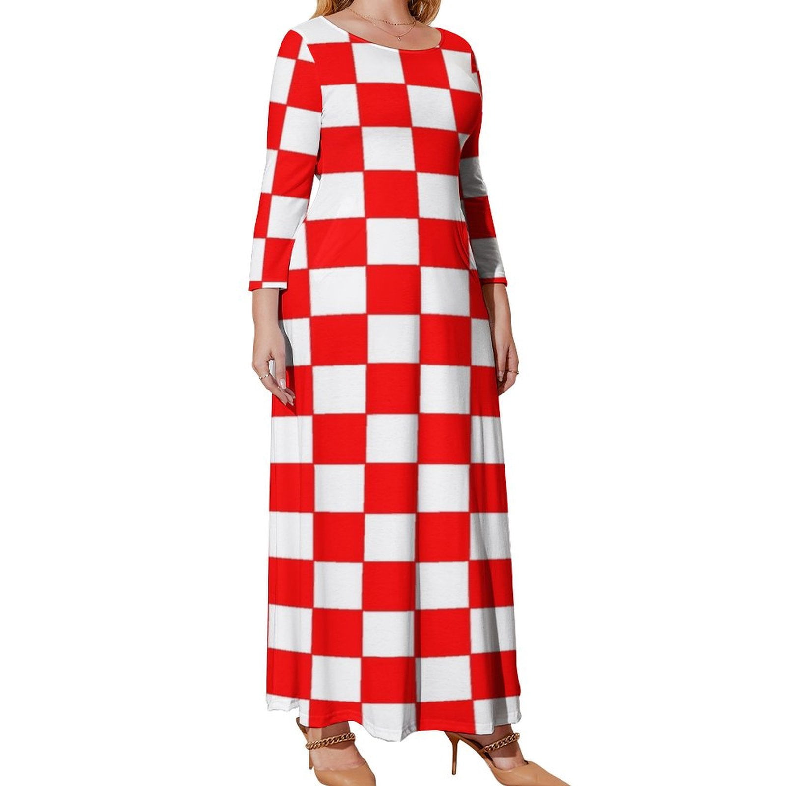Checkers - Red and White Long Sleeved Dress prom dresses women's ...