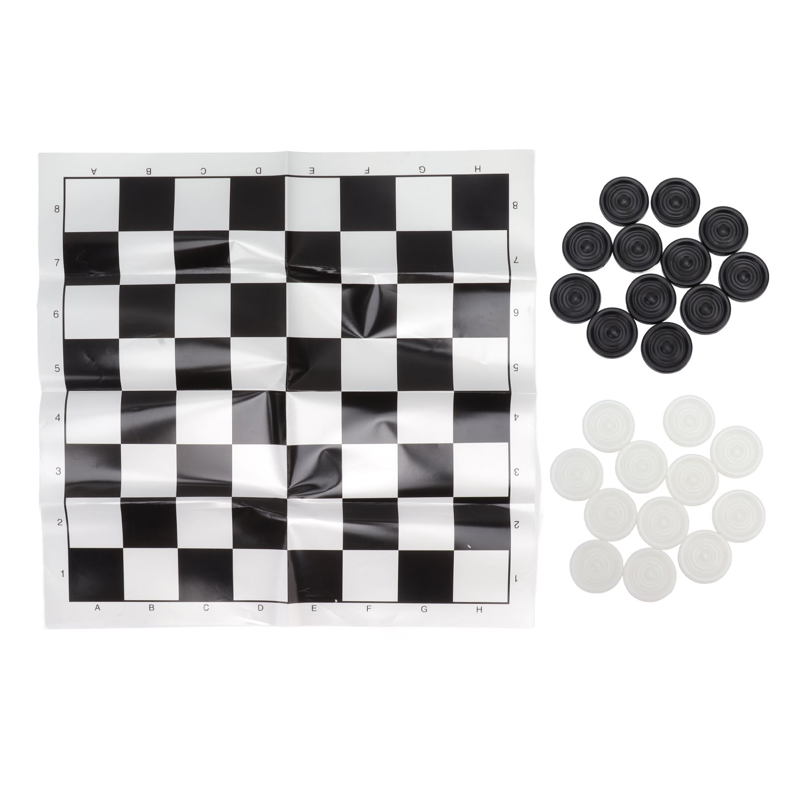 Checkers Set Stackable Black White Plastic Pieces Draughts Board Game ...