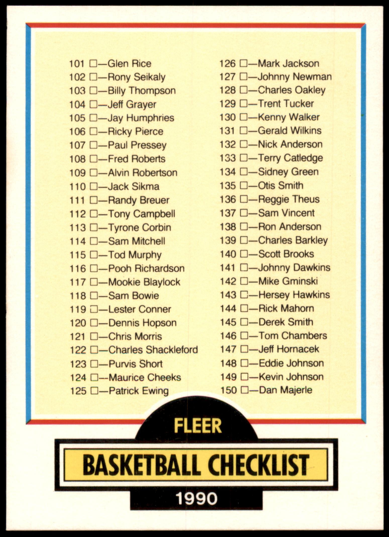 Checklist: 1-100 #197b 1990-91 Fleer - Walmart.com