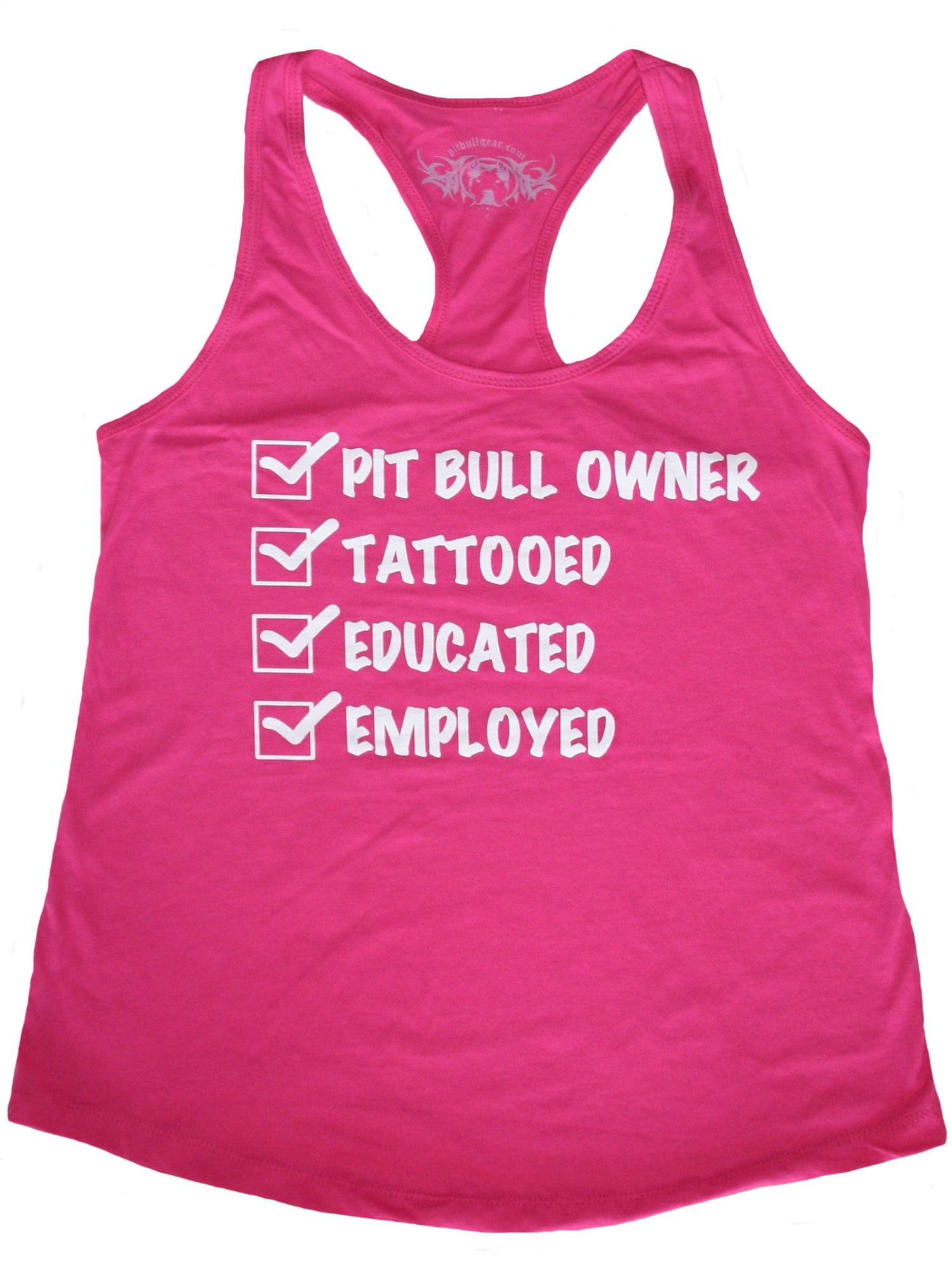 Checkmark Tattoo Pit Bull Owner Womens Tank Top, Pit Bull Mom (Small ...