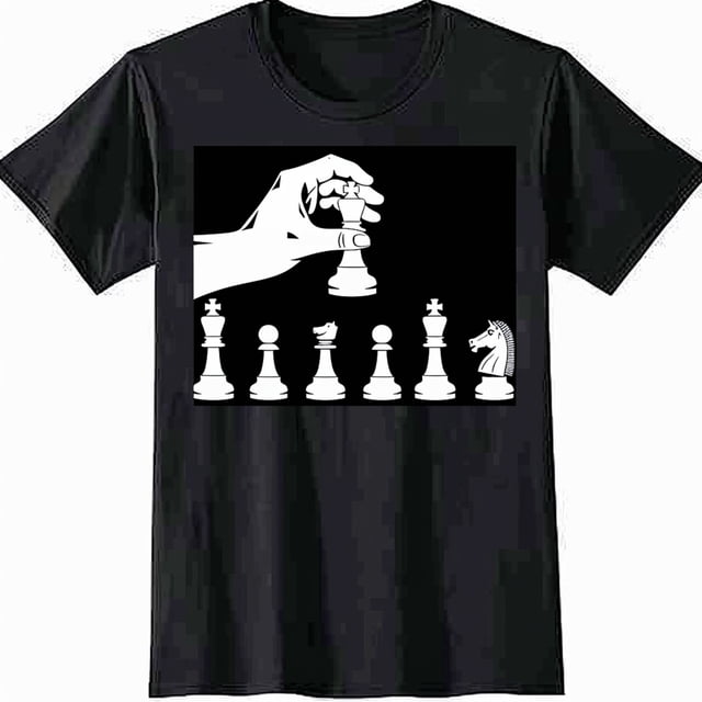 Checkmate in Style: Black Chess Player T Shirt with Bold Hand Design ...