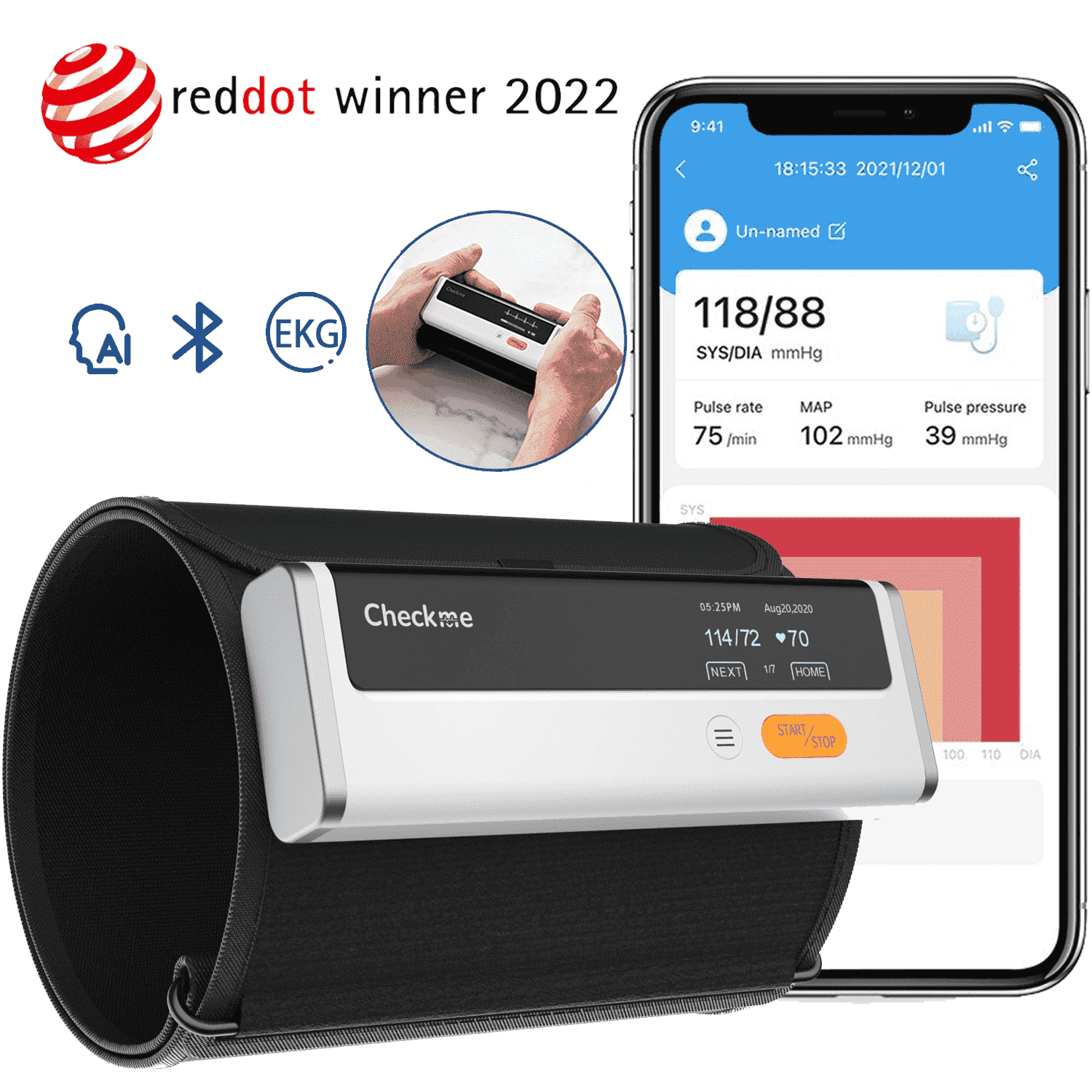 Open Box Checkme BP2 Blood Pressure Monitor with EKG/ECG, 2-in-1 ...