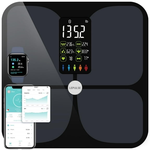 Smart Digital Bathroom Scale 400lb, Ultra Body Weight Scale with 4.3 ...