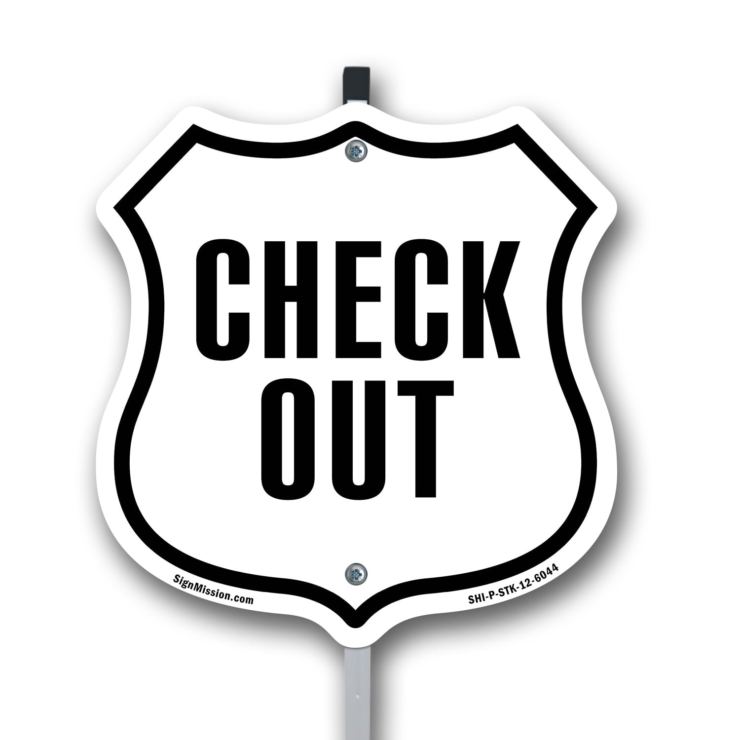 Checkout 12 inch X 12 inch Shield Shaped Commercial Grade Plastic Sign ...