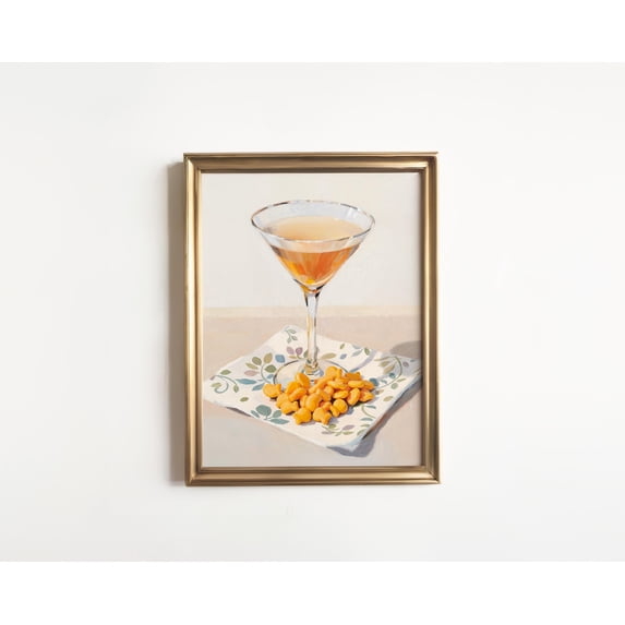 Cheddar Fish Crackers And Martini Art Print Fun Maximalist Vintage ...