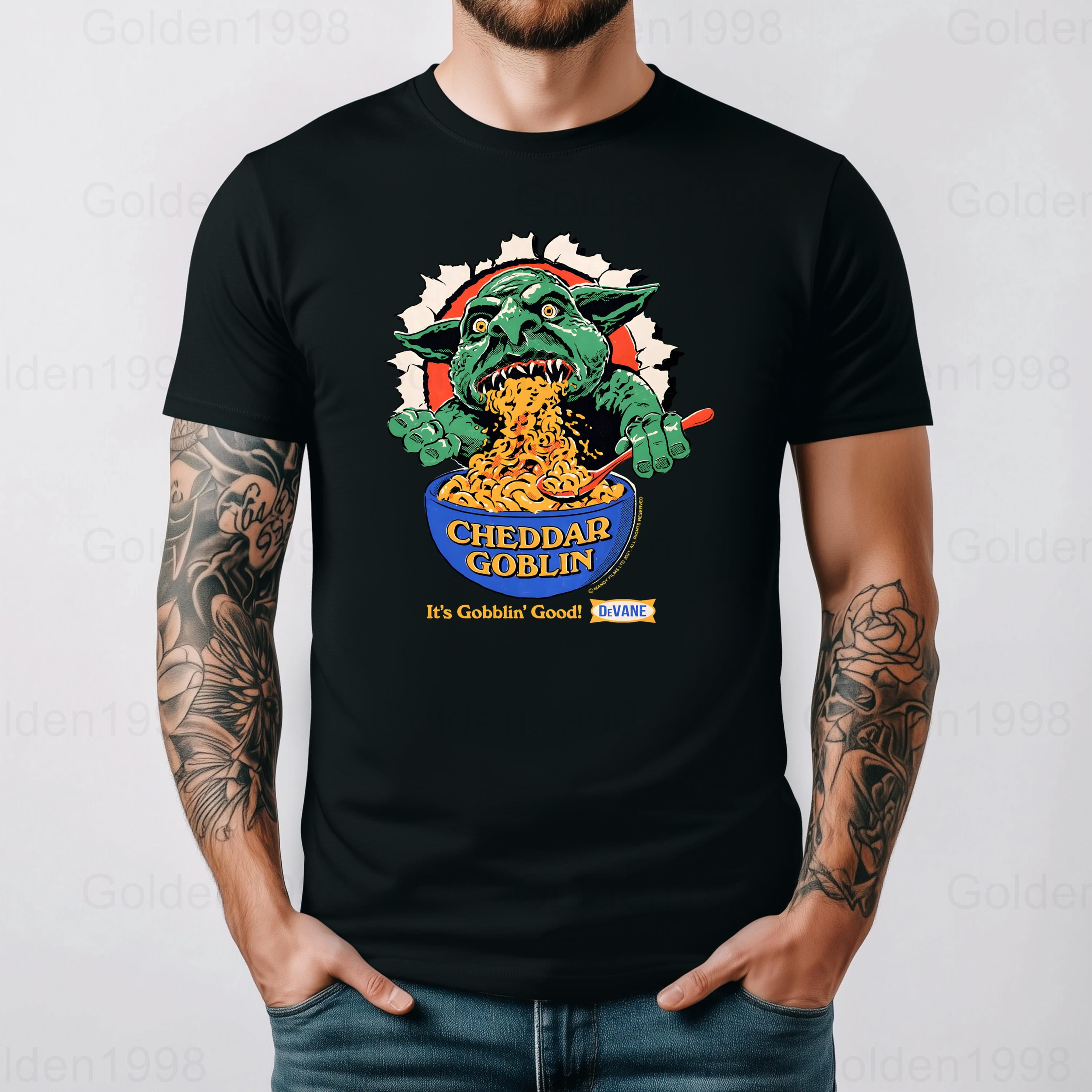 Cheddar Goblin Shirt Cult Horror Meme Cheese Energy Humor Graphic Tee ...