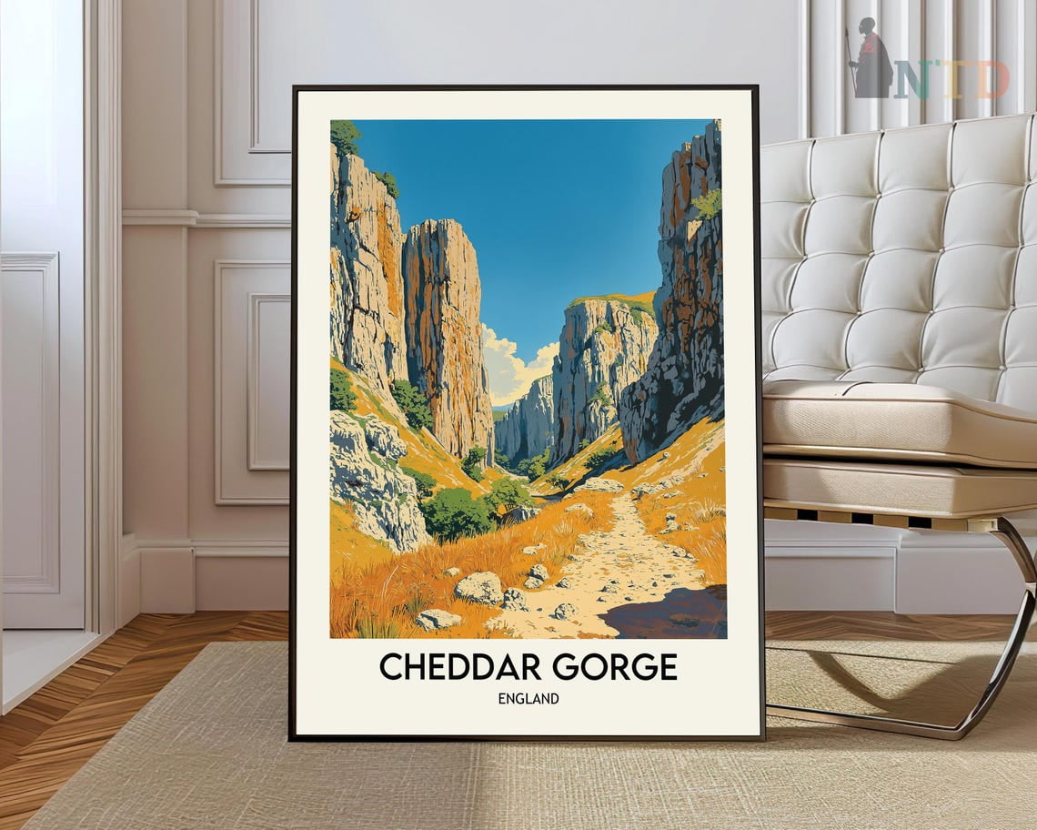 Cheddar Gorge Print, Cheddar Gorge Wall Art, Cheddar Gorge Poster ...