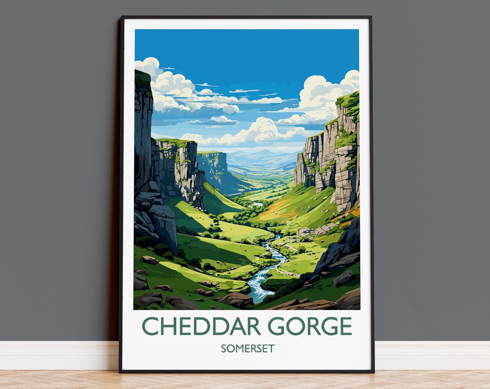 Cheddar Gorge Travel Print Wall Art, Travel Poster of Cheddar Gorge ...