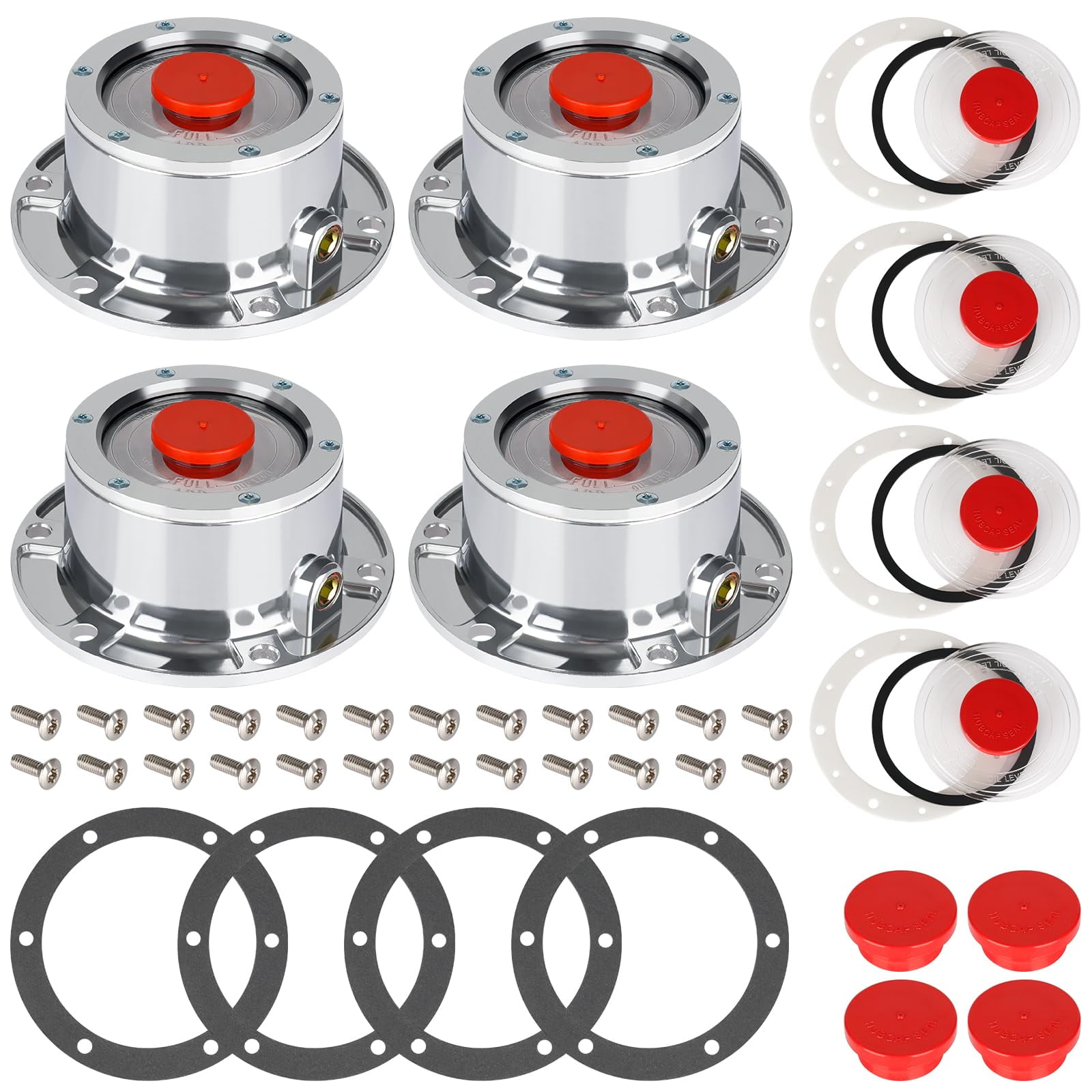 CheeMuii 4 Pack 343-4009 RRF12 Trailer Hub Caps with Oil Window Cover ...