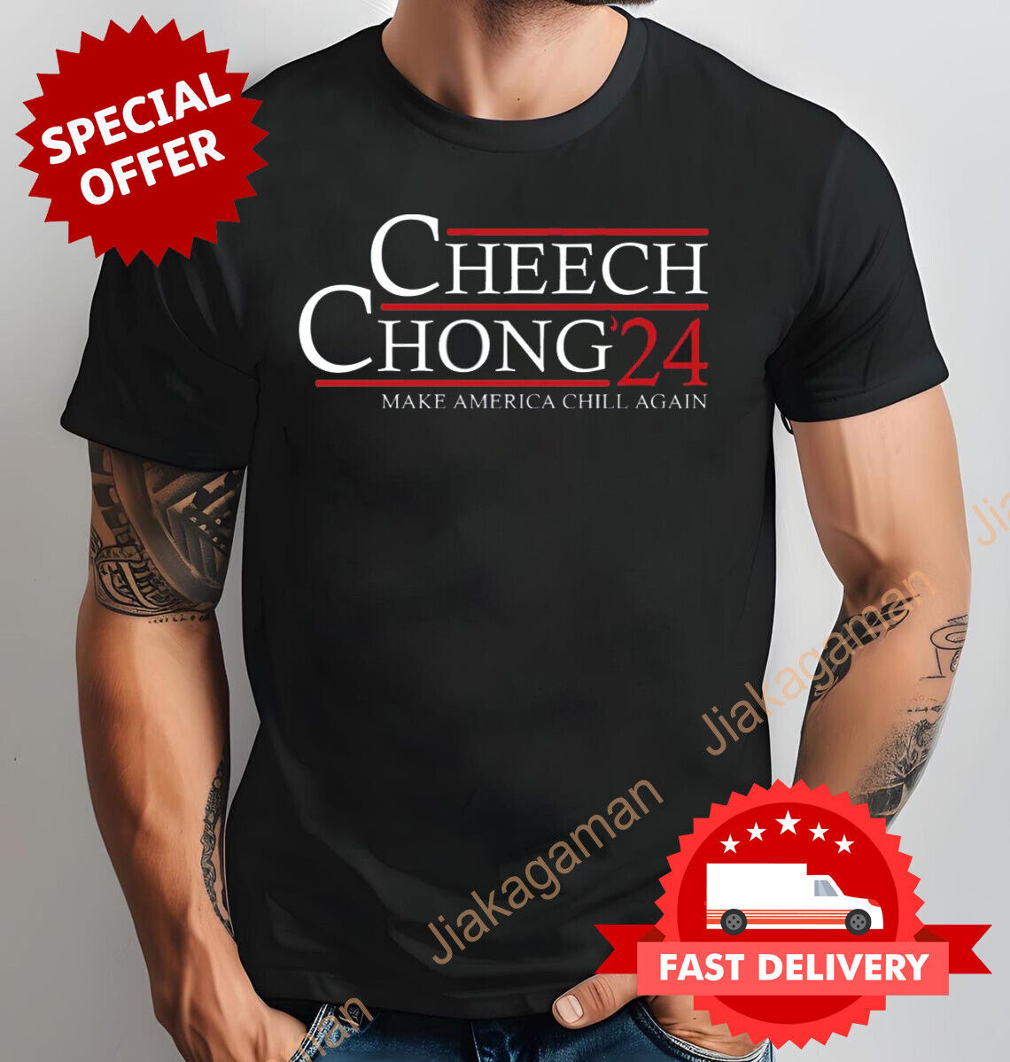 Cheech And Chong 24 Make American Chill Again Cotton T-Shirt HN27748 ...