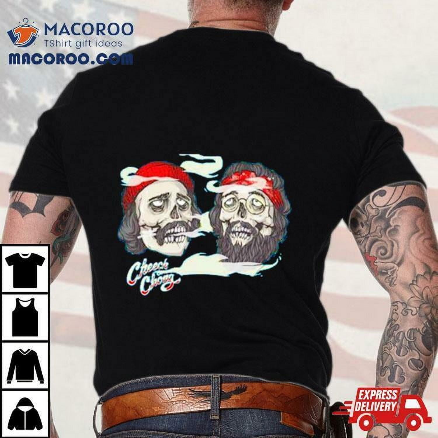 Cheech And Chong Skull Smoking T Shirt Shirt, Size 5Xl, Tee As Picture ...